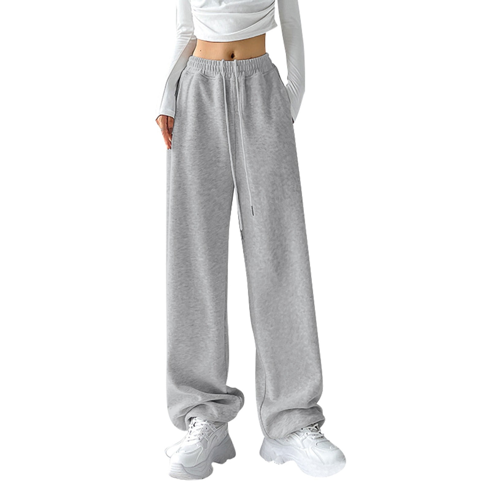 XIYON 2025 Womens Pants Ladies Fashionable High Waisted Wide Leg Casual ...