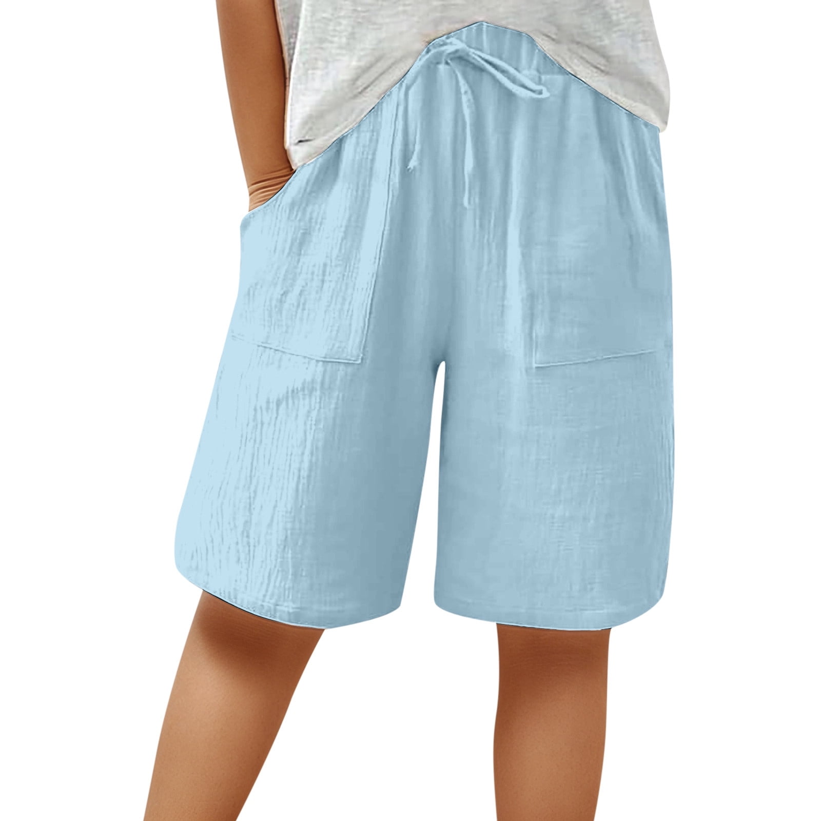 XIYON Men's Casual Work Pants Shorts For Male Knee Length Linen Wide ...
