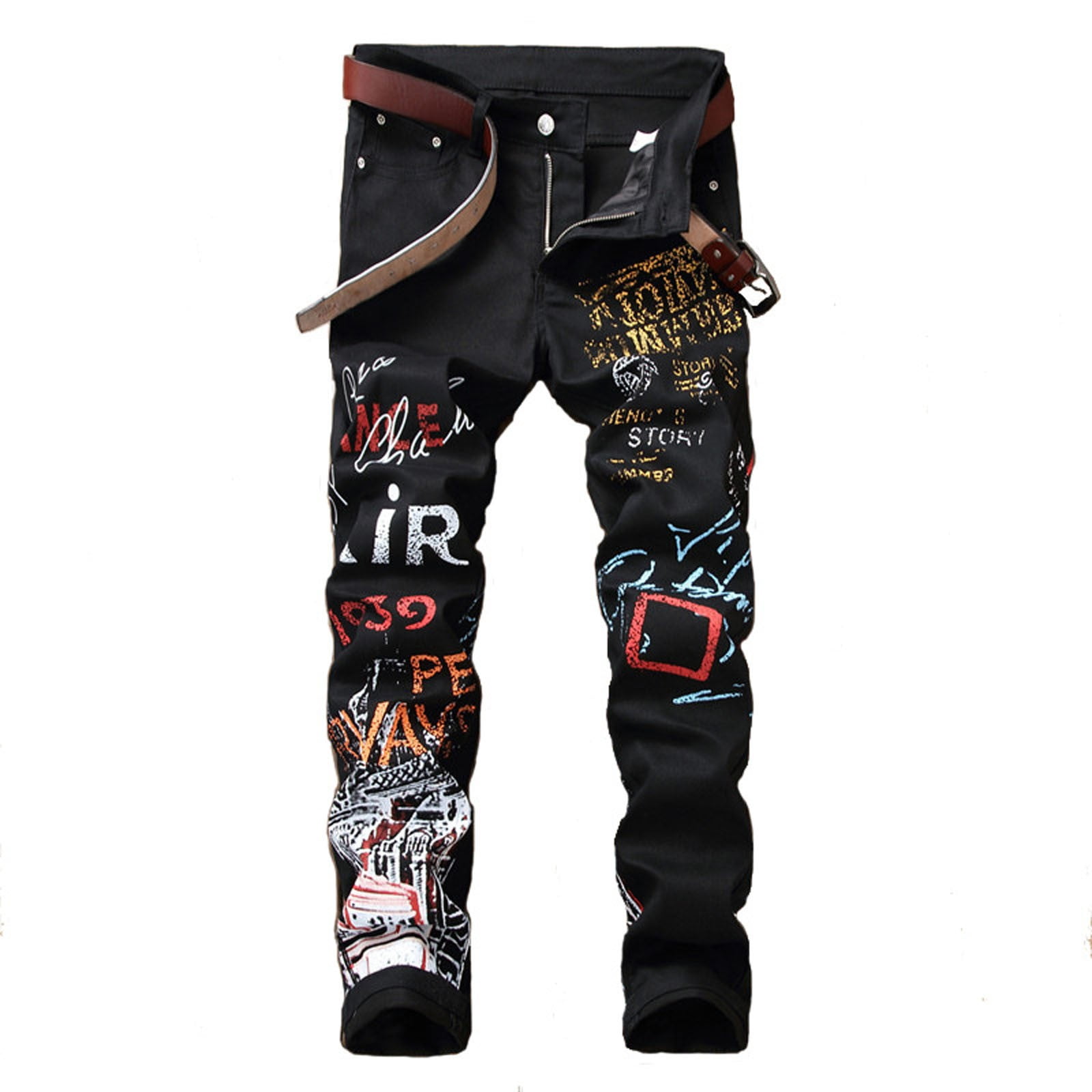 XIYON Mens Pants Male Jeans Slim Fit Ripped Stretch Denim Pants With ...