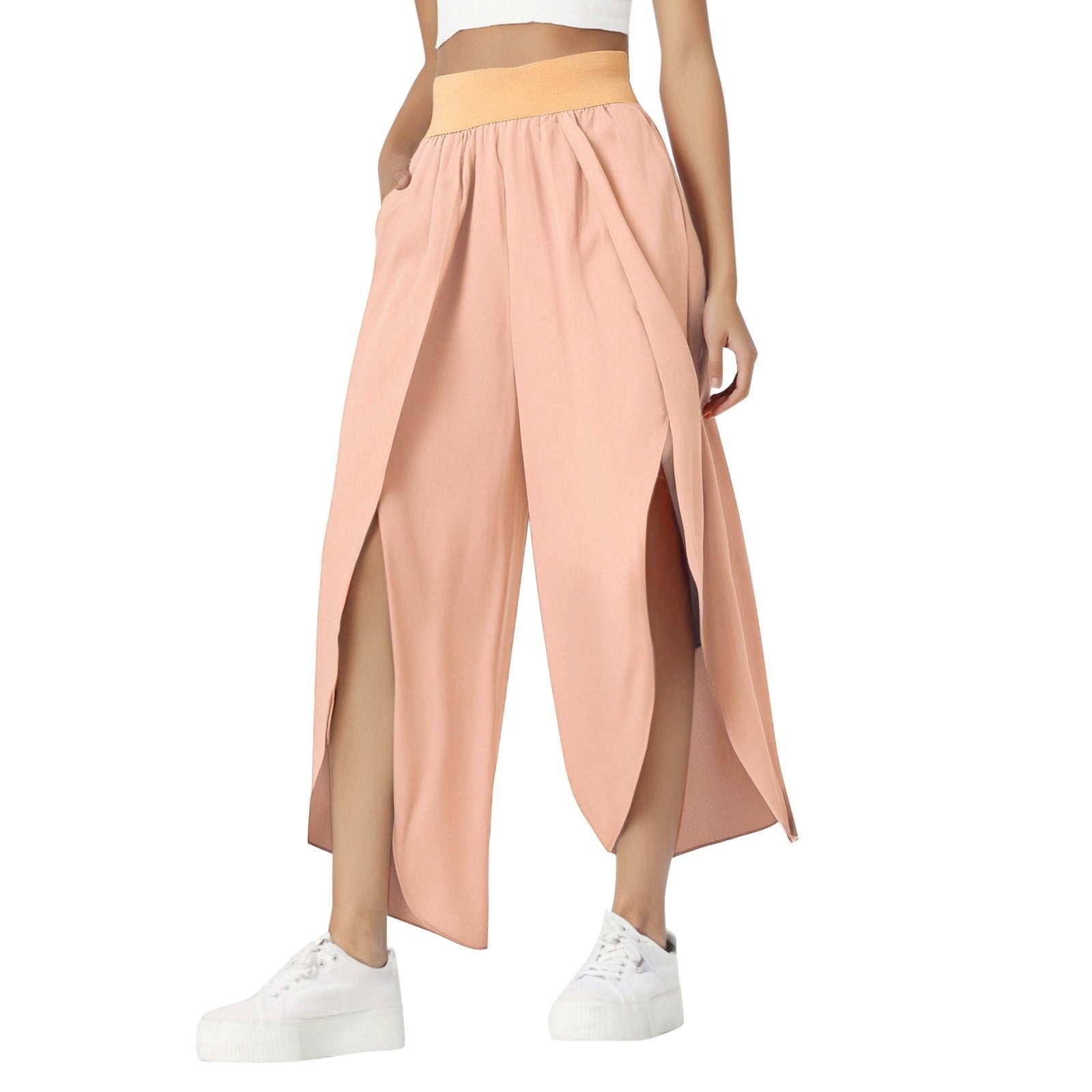 XIYON Pants For Women Fashion Slim High Waist Open High Fork Pants ...
