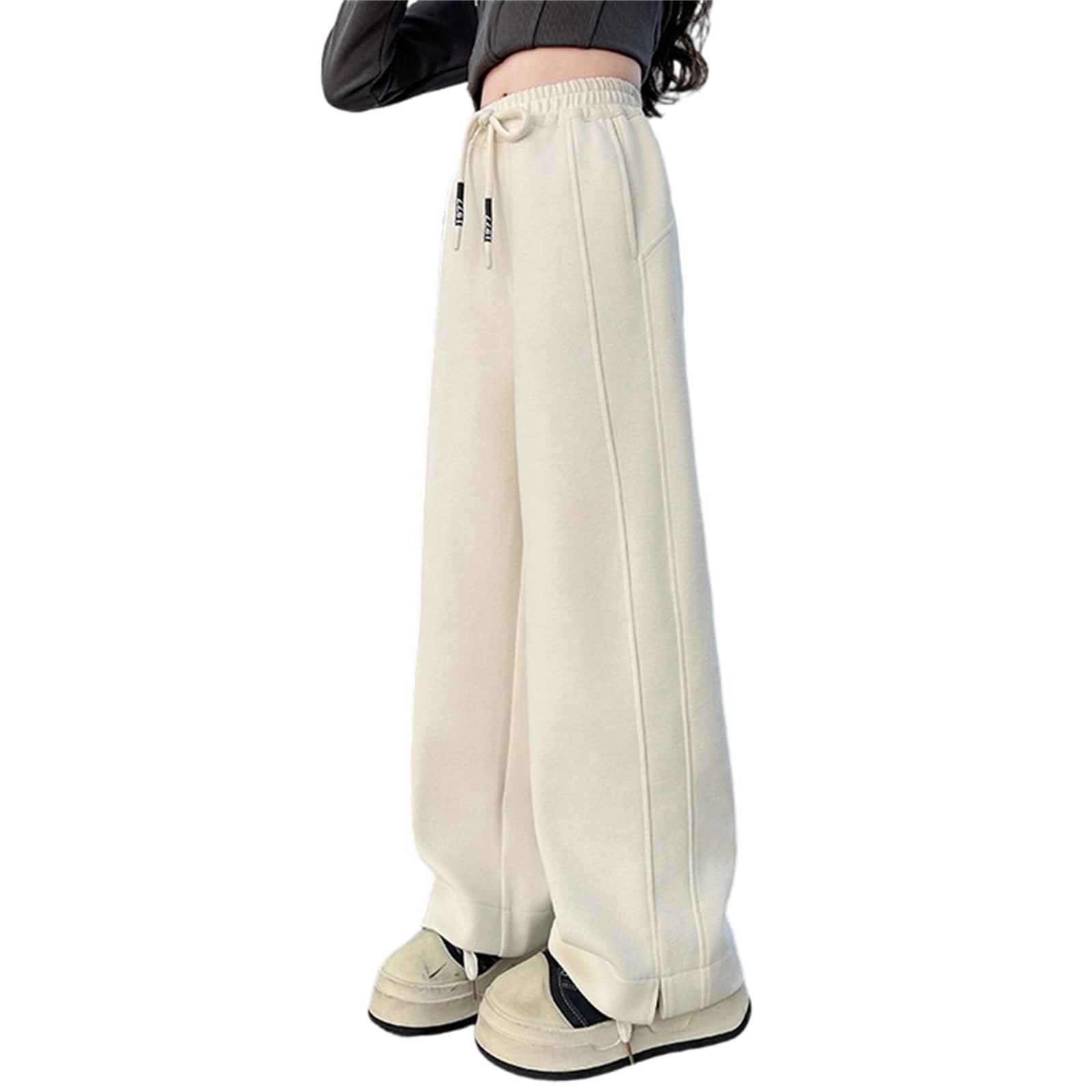 XIYON Pants For Girls Kids Casual Jogger Pants With Split Hem Loose Fit ...