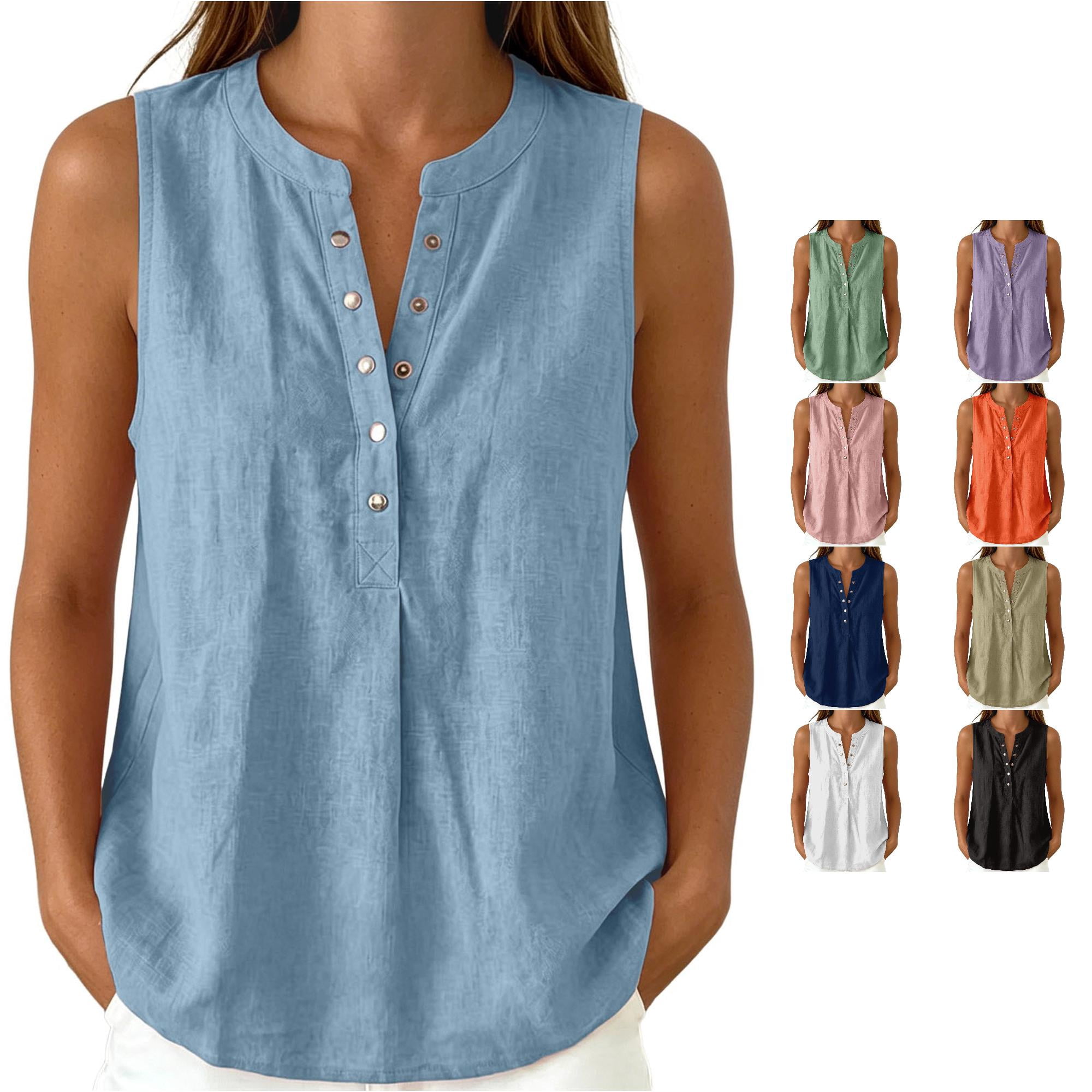 XIYON Tank Tops For Women Casual Collar And Sleeveless Shirt Comfort ...