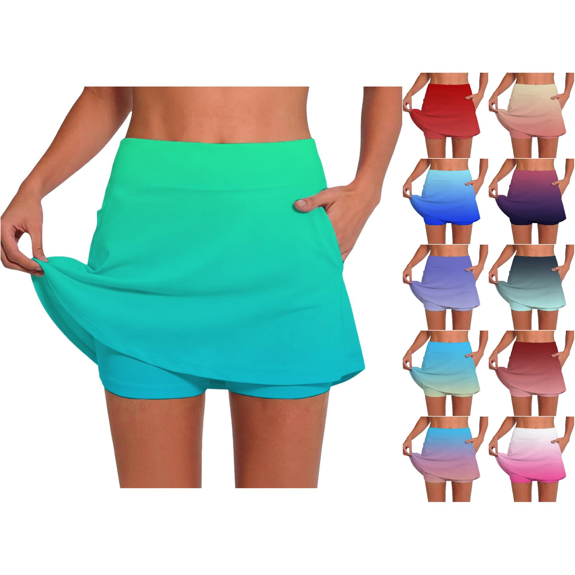 XIYON Women's Skirt With Built In Shorts High Waist Gradient Stretchy ...