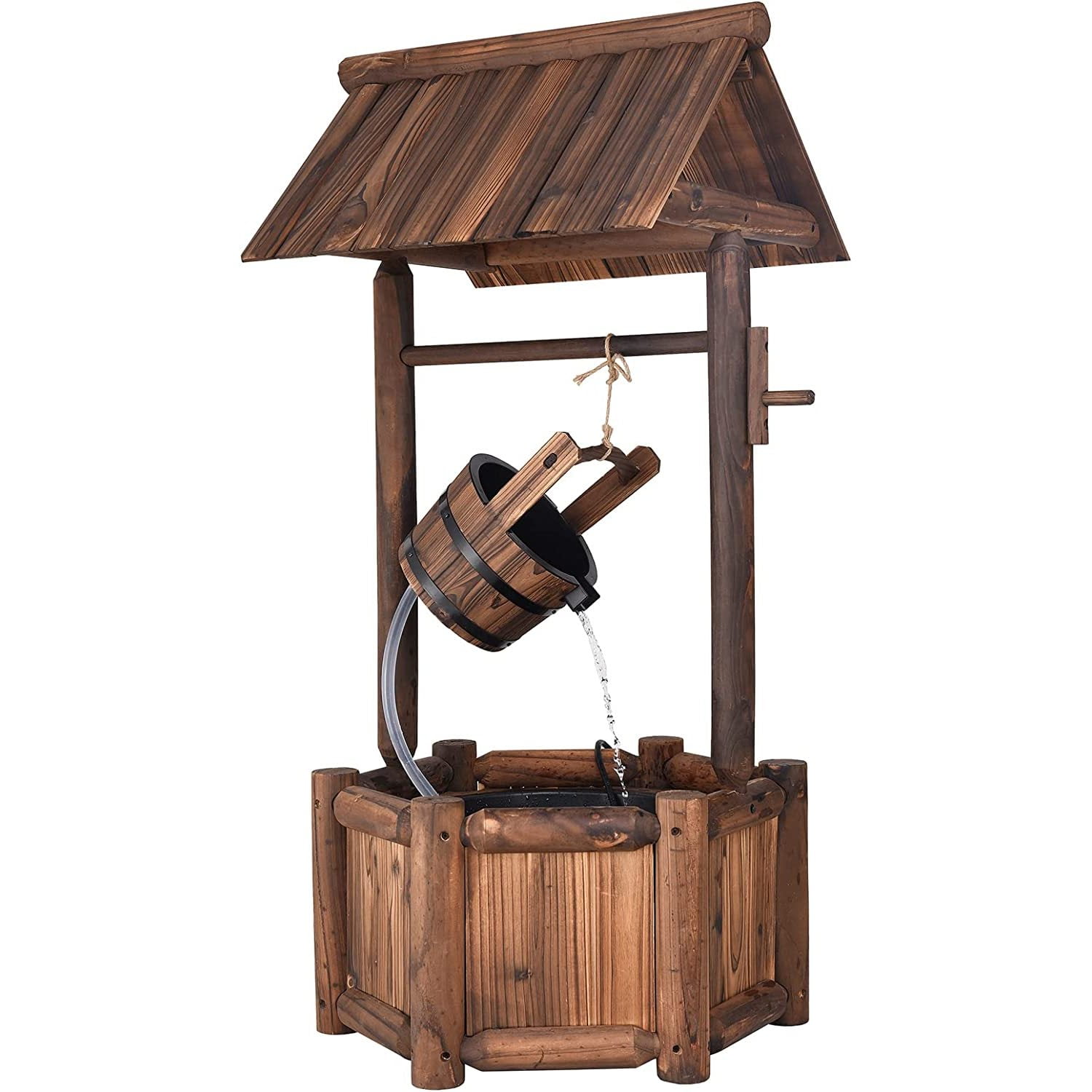 XIYUNDA Wishing Well Fountain, Rustic Wooden Wishing Wells for Outdoors ...