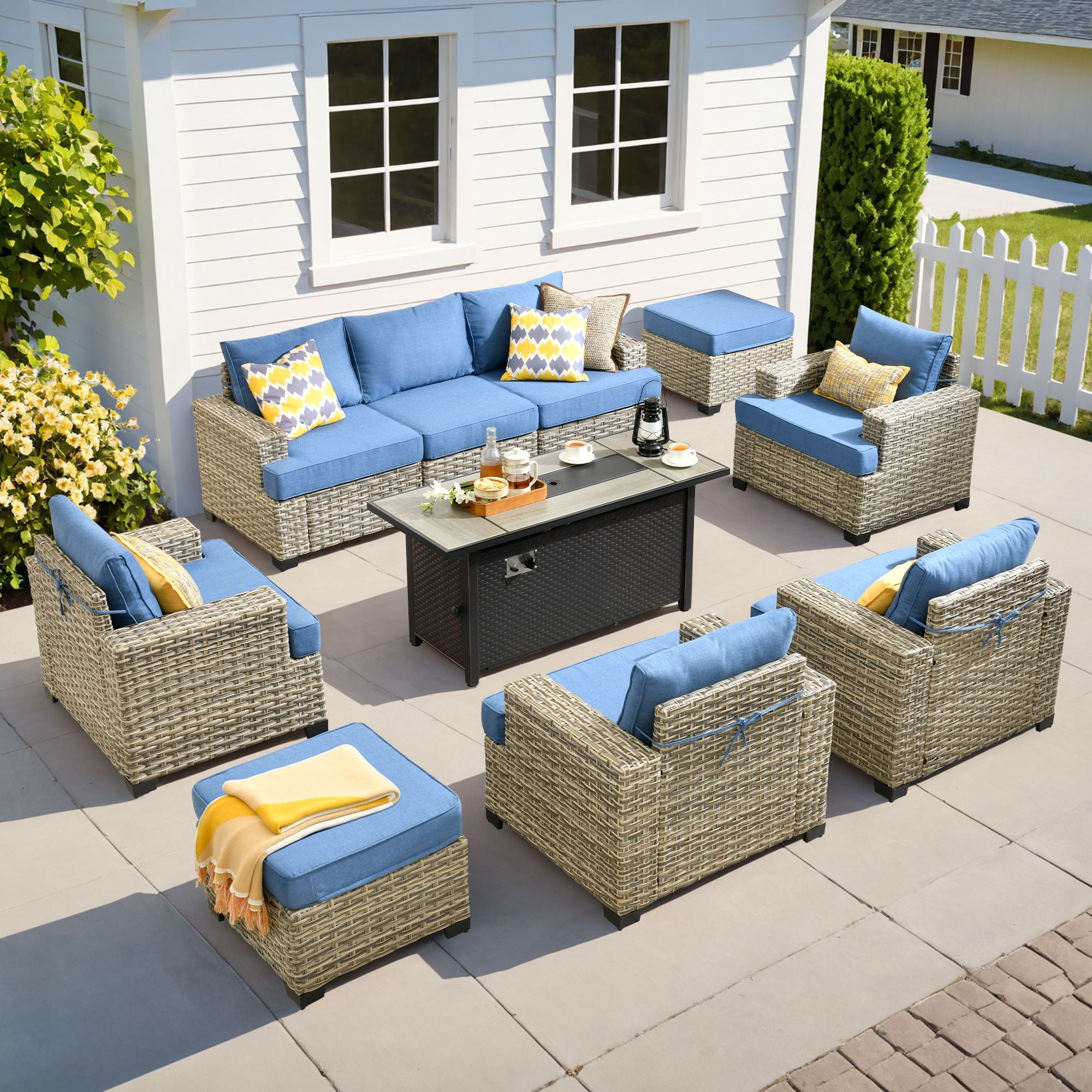 XIZZI 10 Pieces Wicker Patio Furniture Modular Patio Sectional Sofa ...