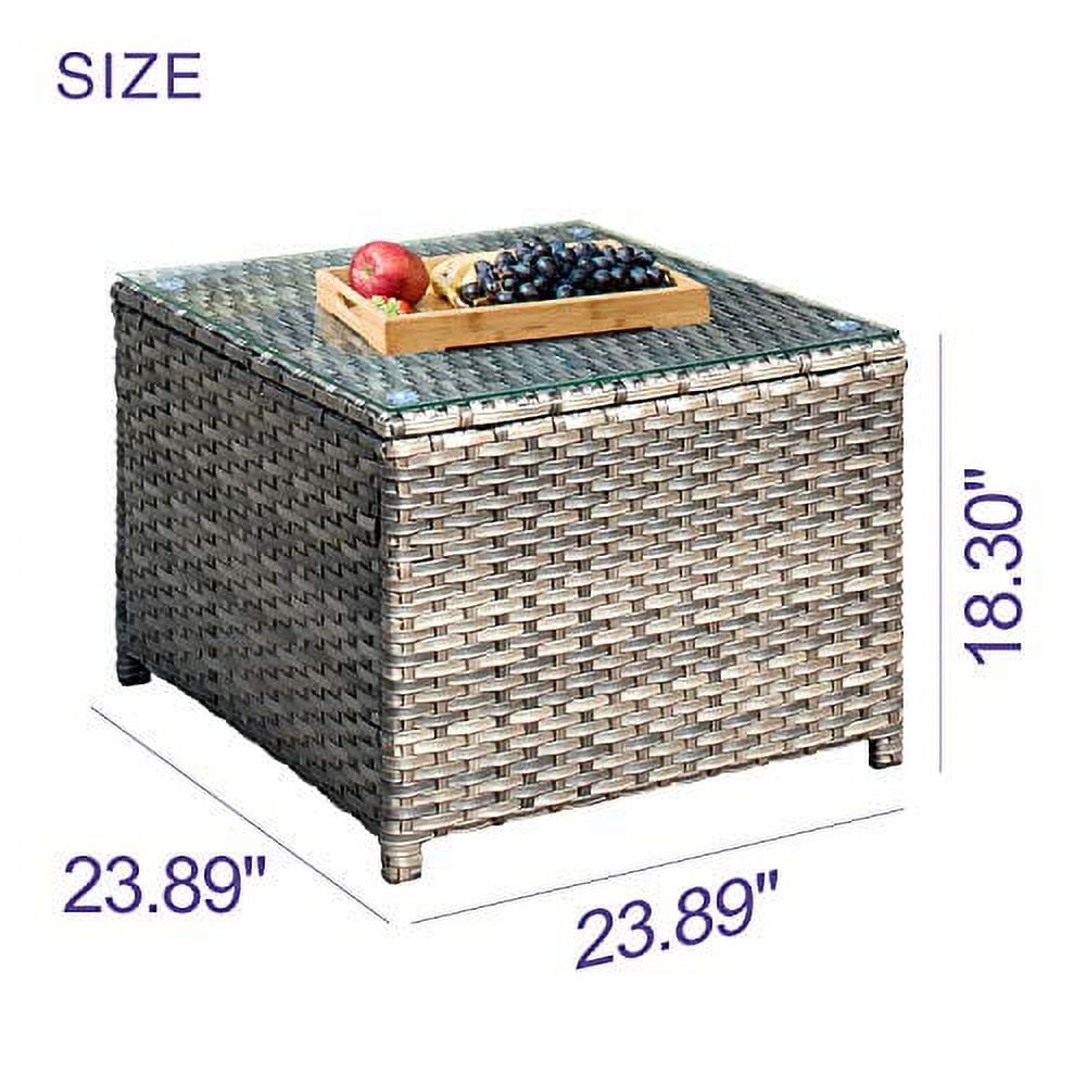 XIZZI Patio Furniture Table Outdoor Table with Glass Top Rattan Patio ...