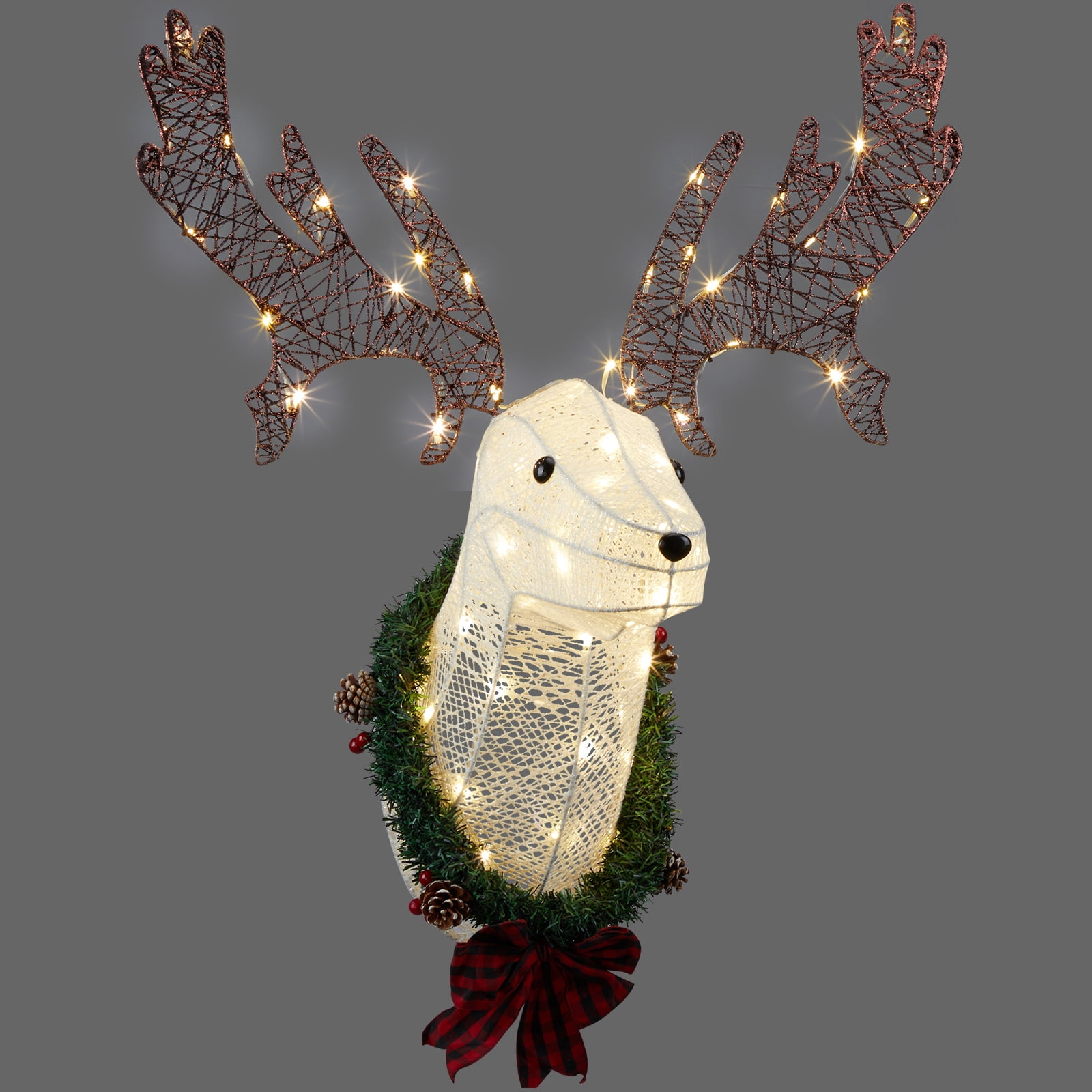 XIlee Lighted Christmas Wall Decor Reindeer Head,39" Pre-lit 3D Rudolph ...