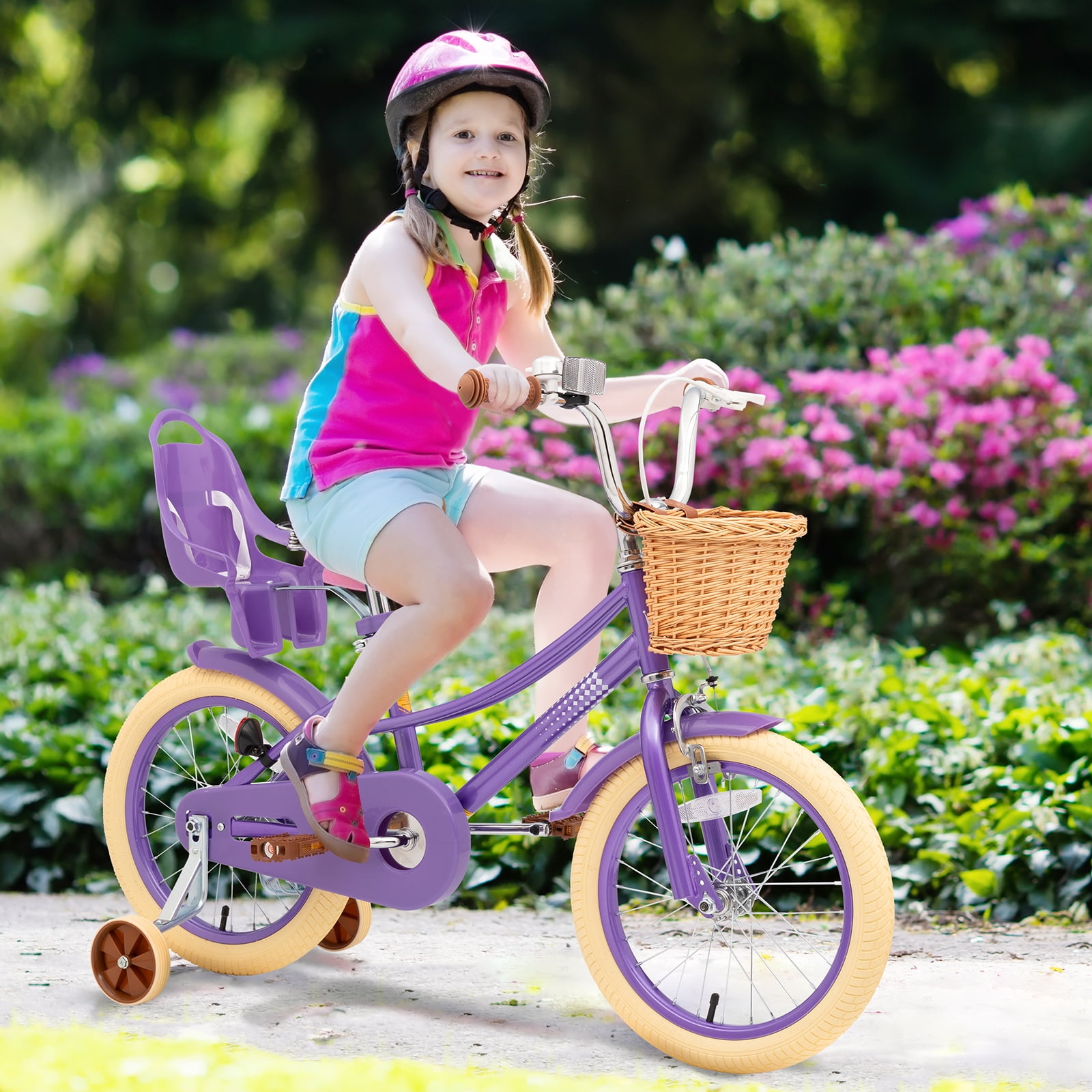 XJD 14 inch Kids Girls Bike for Ages 3-5 Years Child, Toddler Bike with Basket and Bell Training ...