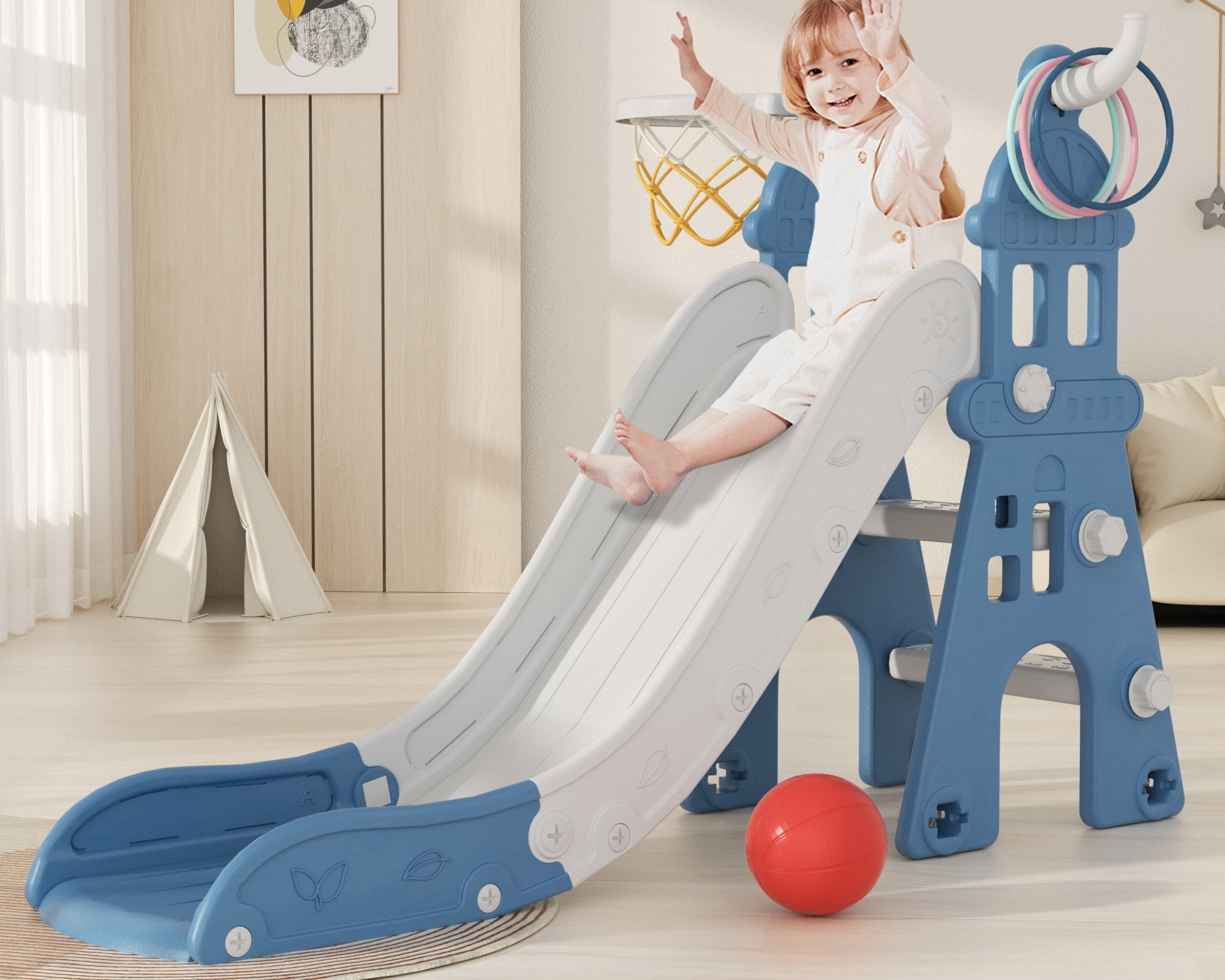 XJD 3-in-1 Kids Climbing Toys Slider, Indoor Outdoor Toddler Slide ...