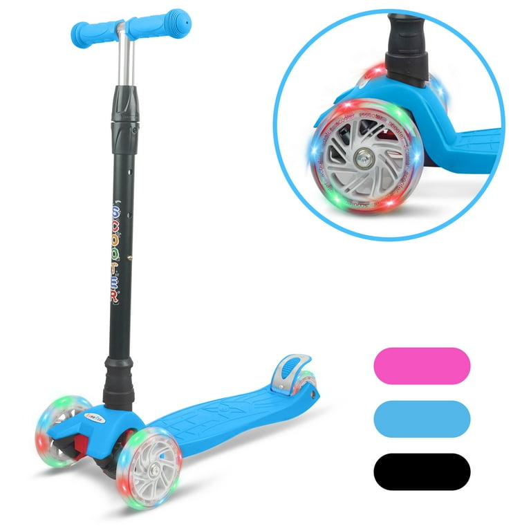 XJD 3 Wheel Kick Scooter for Kids Foldable 3 Wheels Toddlers Scooter with LED Light Adjustable Height Best Gift for Boys Girls Outdoor Activities Peach Walmart