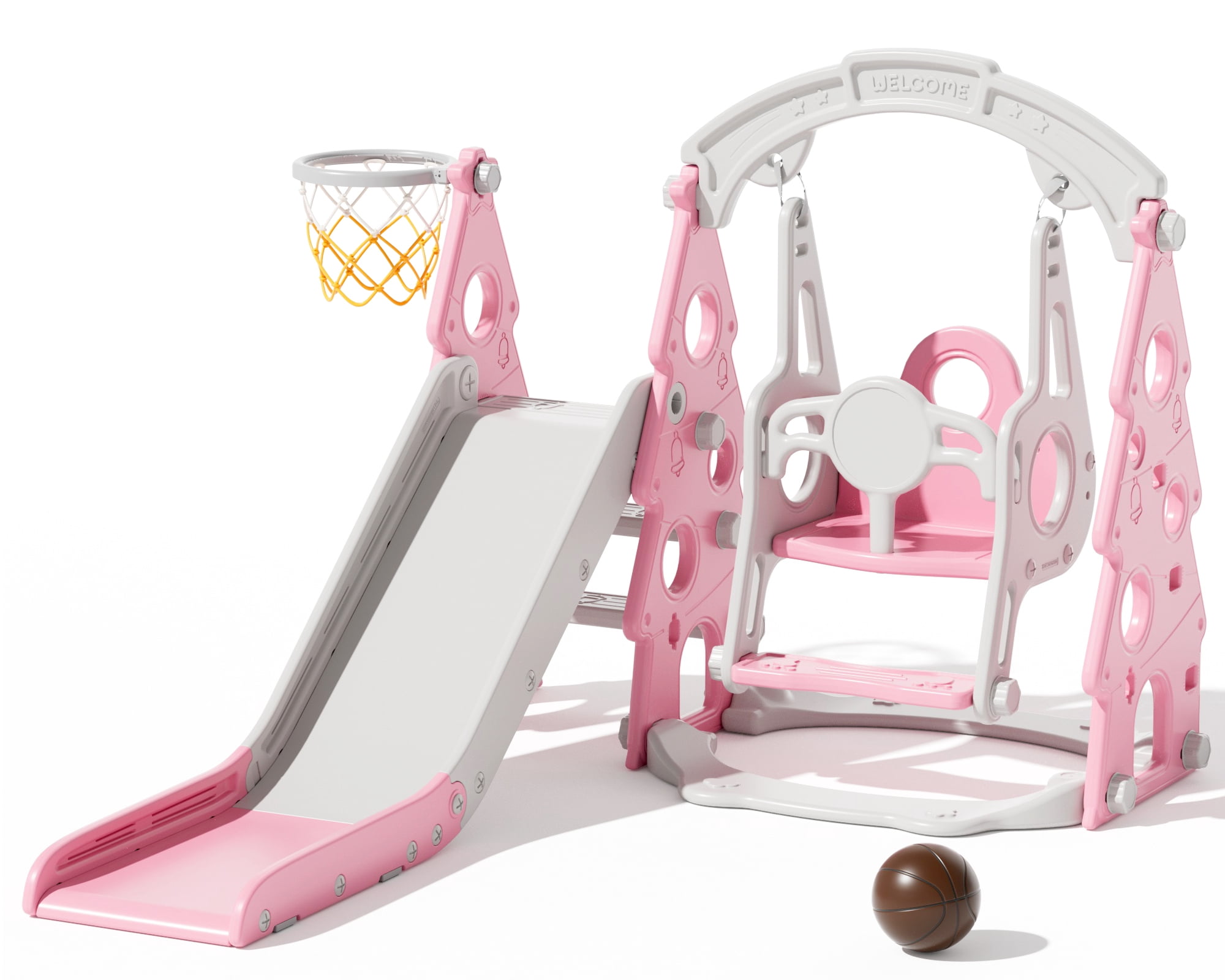 XJD 4-in-1 Toddler Slide and Swing Set, Kids Indoor Outdoor Playset ...