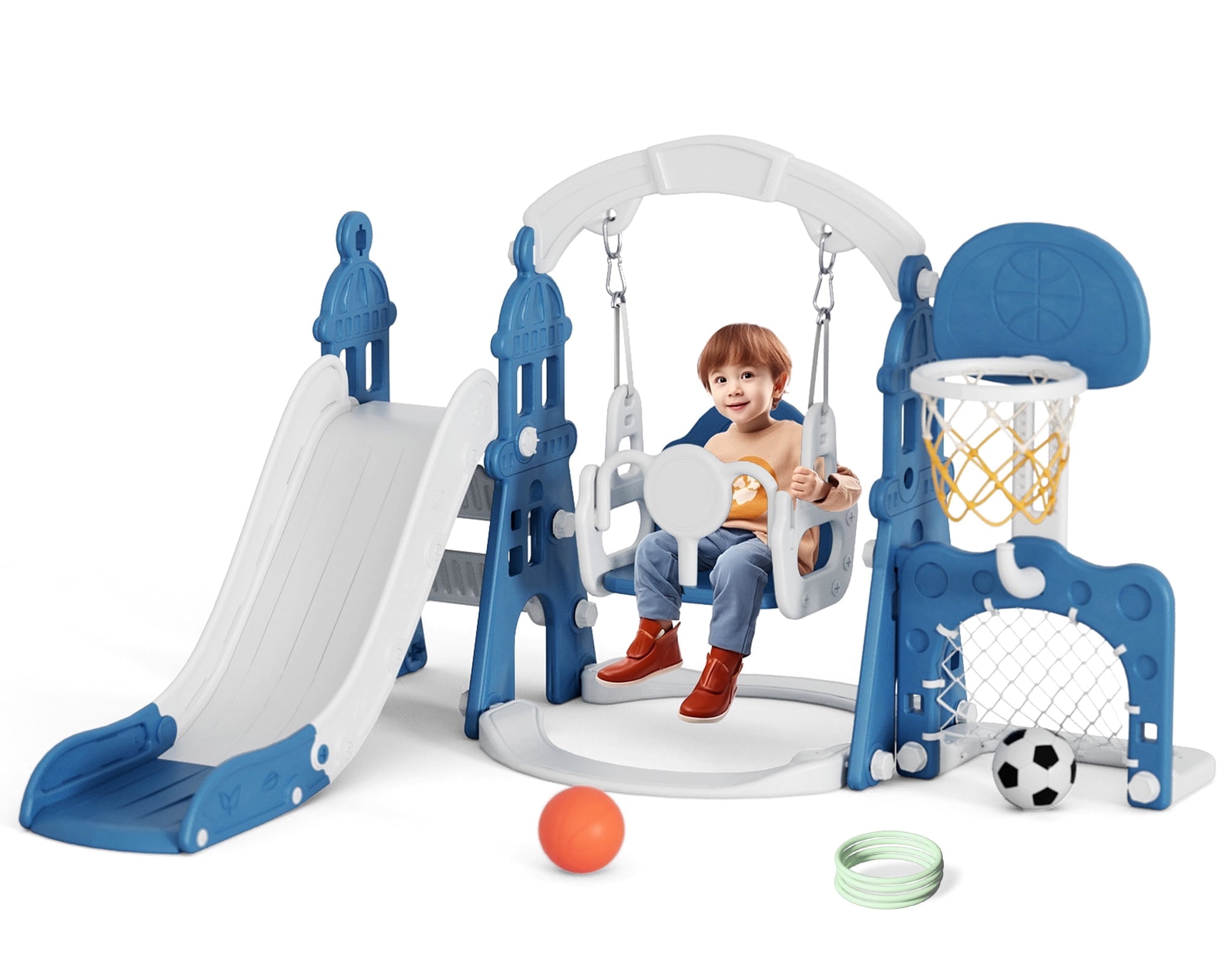 XJD 5-in-1 Kids Play Swing Set, Slide and Climber for Toddlers 1-3 ...