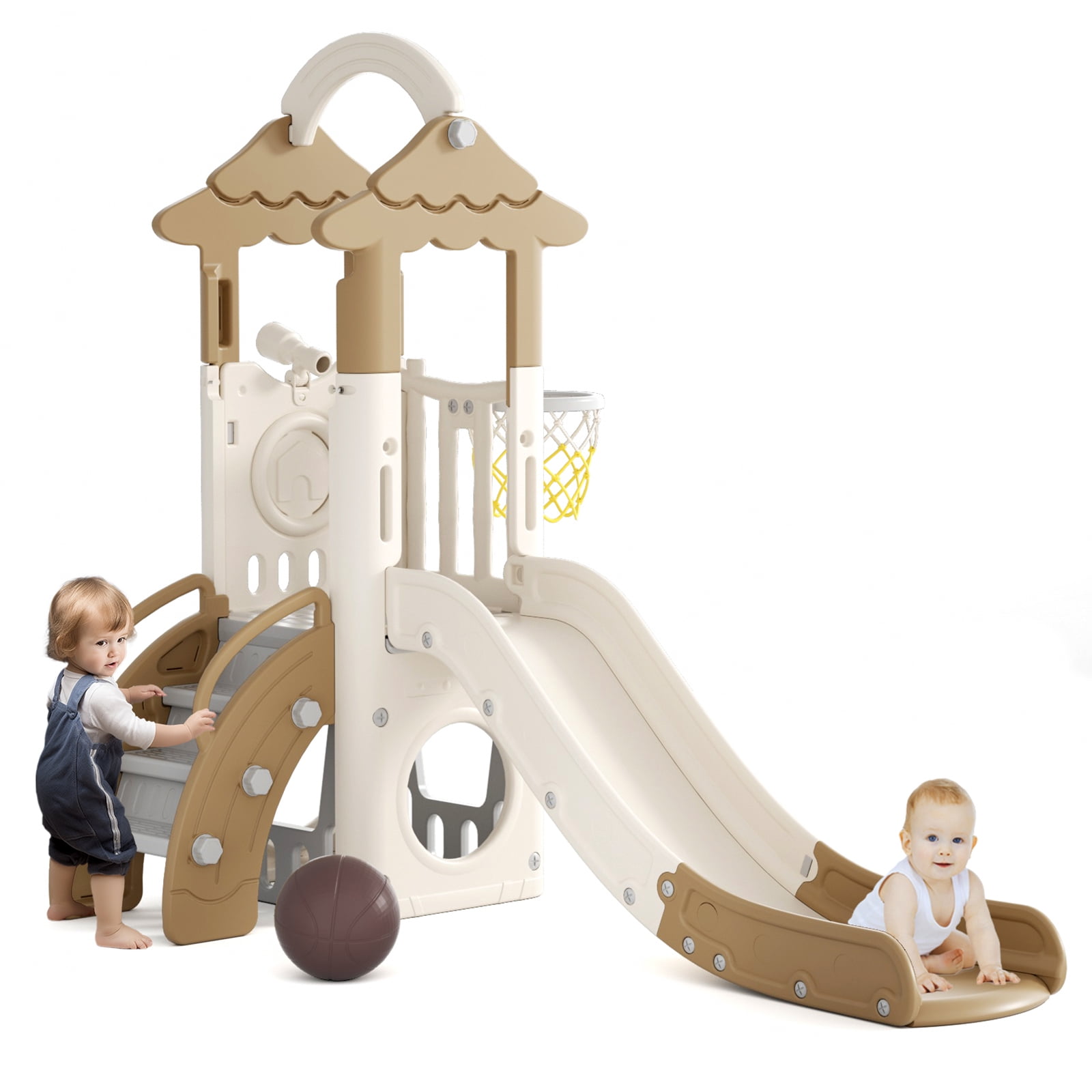 XJD 7-in-1 Jungle Toddler Slide, Kids Climber Slide with Basketball ...