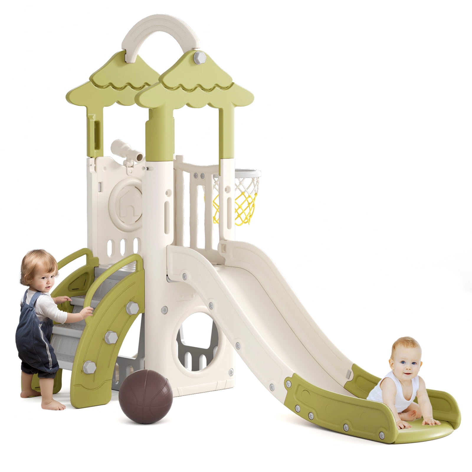 XJD 7-in-1 Jungle Toddler Slide, Kids Climber Slide with Basketball ...