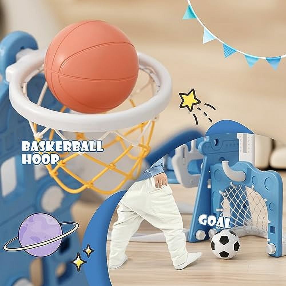 XJD 6-in-1 Toddler Slide and Swing Set, Kids Slide for Toddlers Age 1 ...