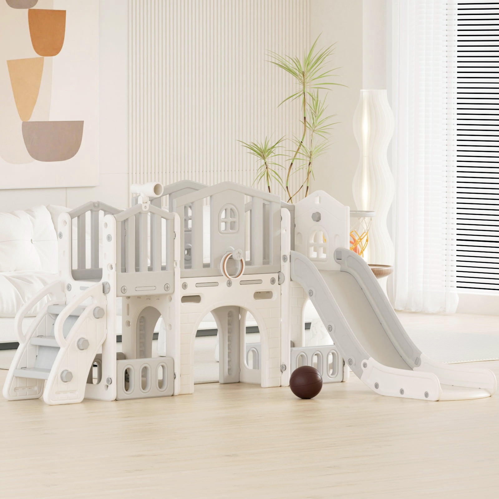 Costway 4-in-1 Rocking Horse & Slide Set Toddler Slide Playset w ...