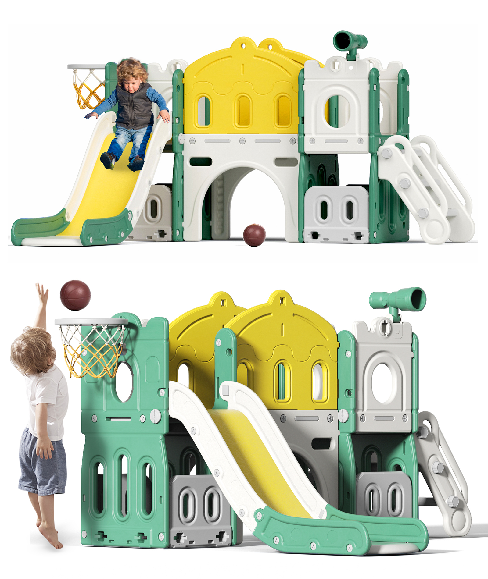 4 in 1 Toddler Slide and Swing Set, Kids Playground Climber Slide ...