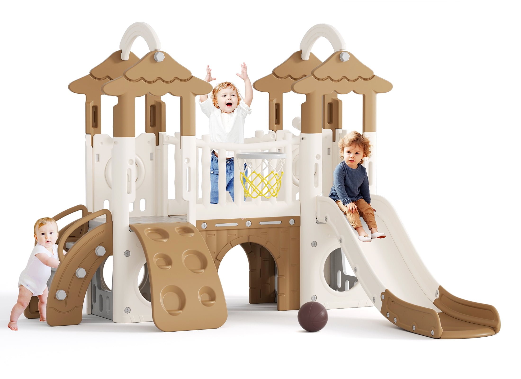 XJD 9-in-1 Jungle Toddler Slide with Climber, Indoor Outdoor Kids Slide ...