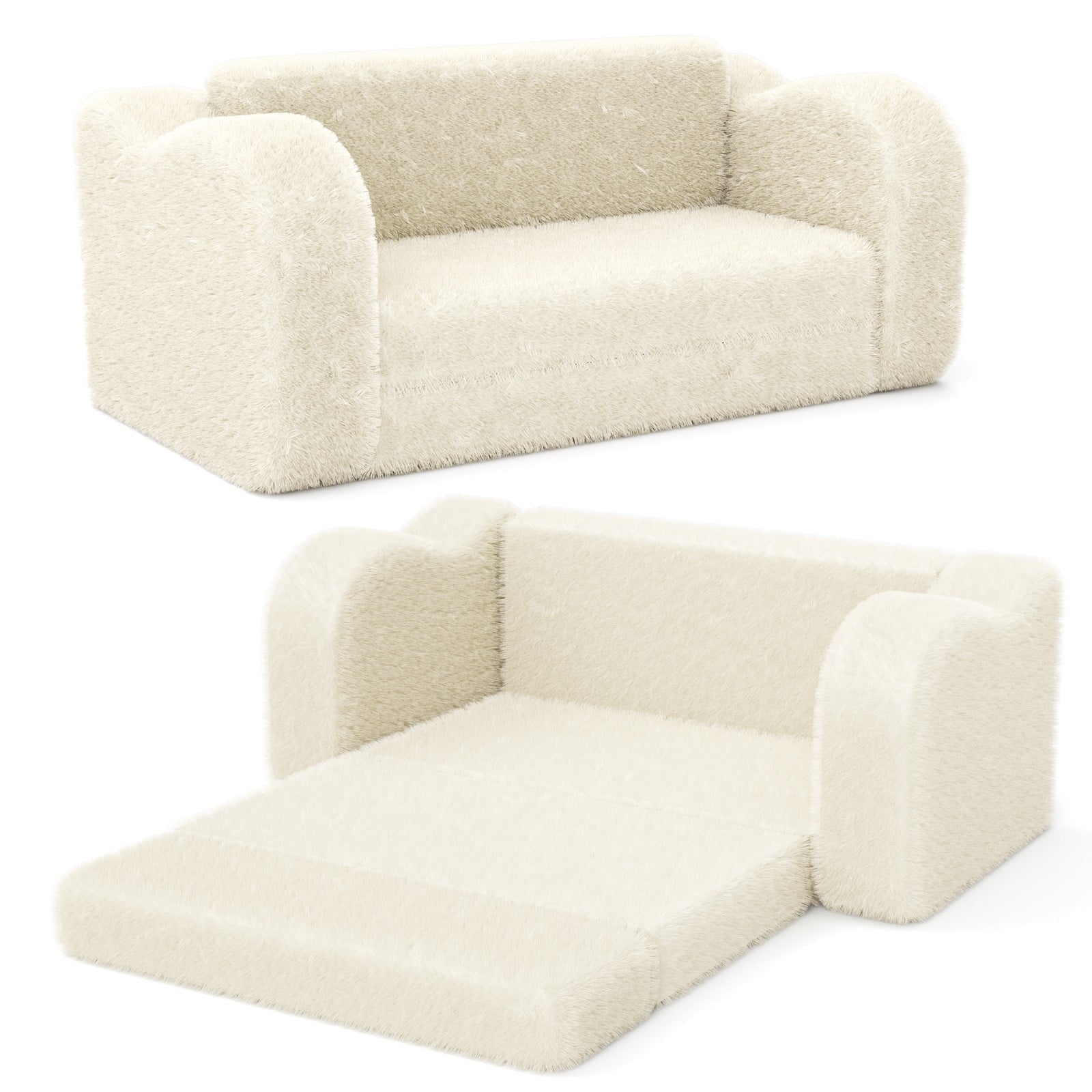 XJD Fold-Out Kids Sofa, Extra Wide Kids Couch Chair, 2-in-1 Children ...