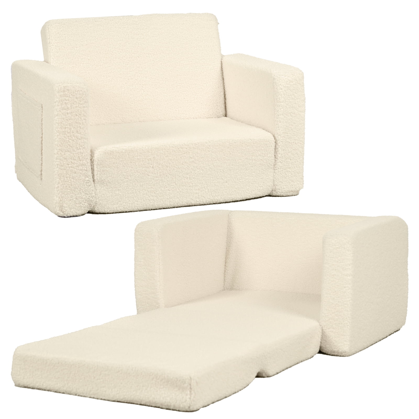 XJD Fold-Out Toddler Chairs for Kids, 2-in-1 Toddler Soft Sherpa Baby ...