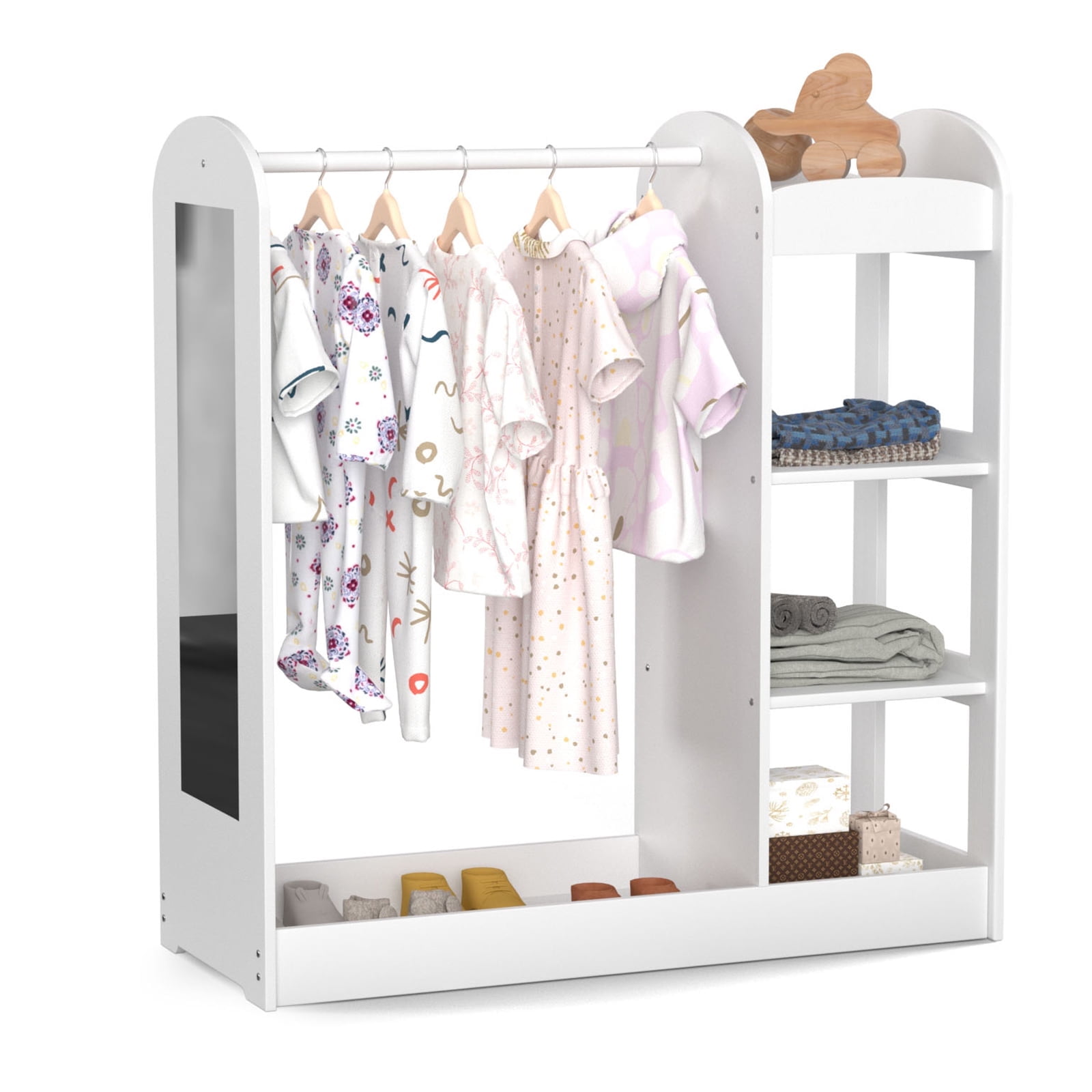 XJD Kids Dress Up Storage with Mirror and Drawers, Kids Clothing Rack ...