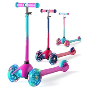 Swfoer Kids 3 Wheel Kick Scooter with Adjustable Height LED Light Up ...