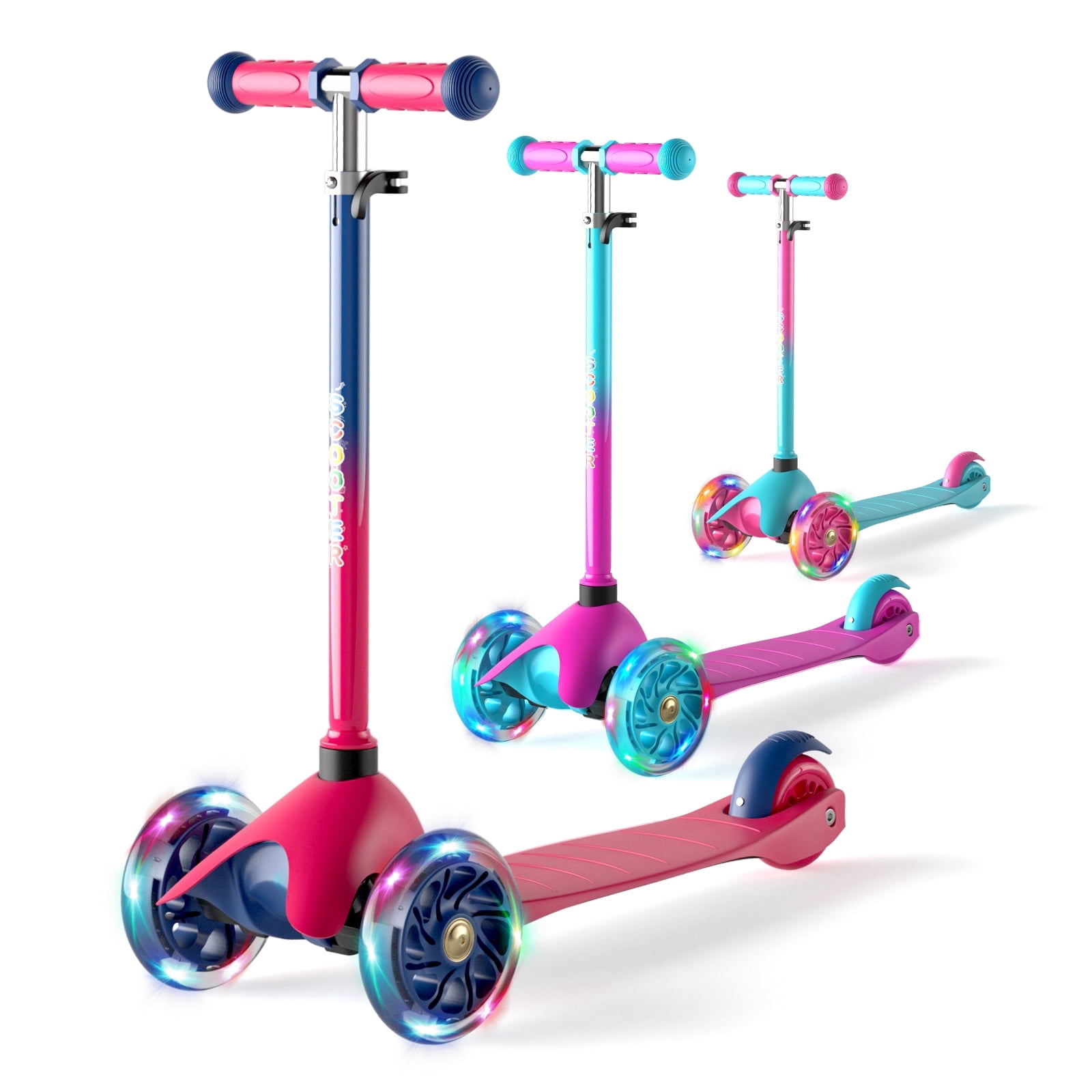 XJD Kids Scooter Kick Scooter 3 Wheel Adjustable Height Light up LED ...