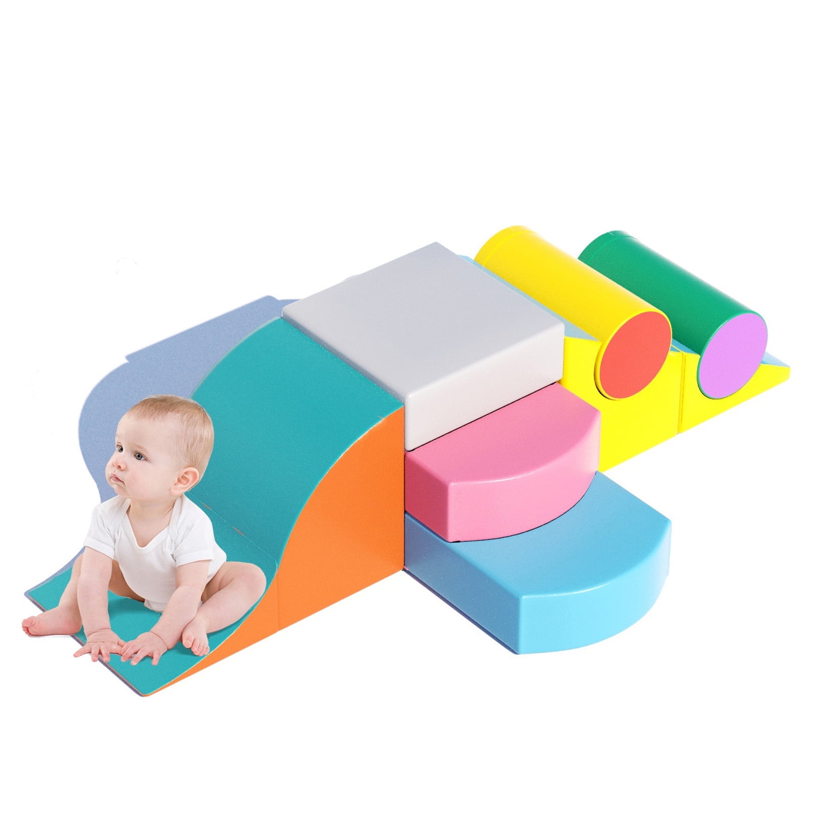 XJD Soft Play Climbing for Toddlers, 7-Piece Foam Climbing Blocks for ...