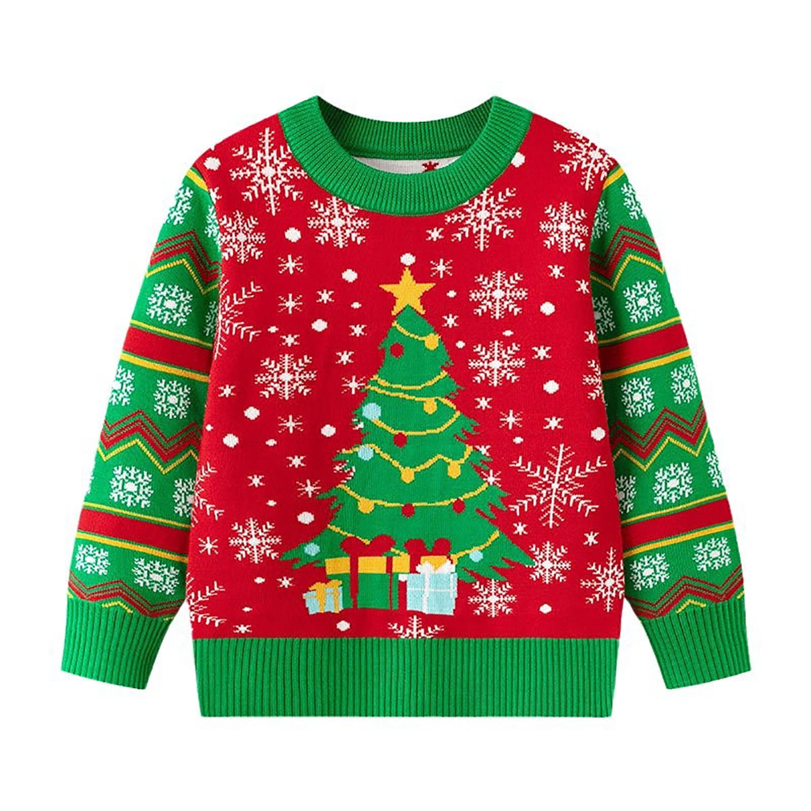 XJDJHC Christmas Sweater For Kids Boy Led Light Up Snowflake Xmas Tree ...
