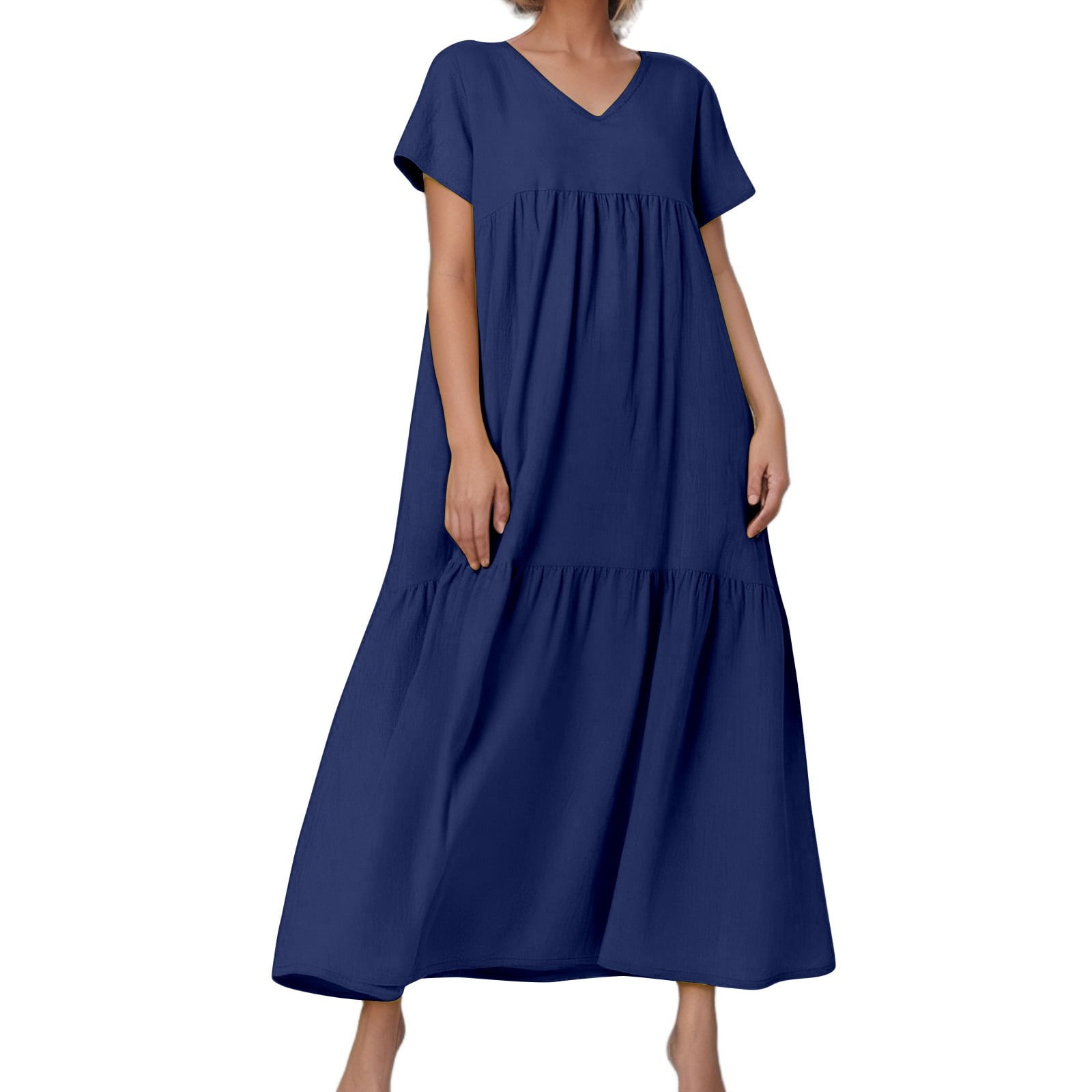 XJDJHC Dresses For Women V Neck Irregular Hem Maxi Dress For Female ...