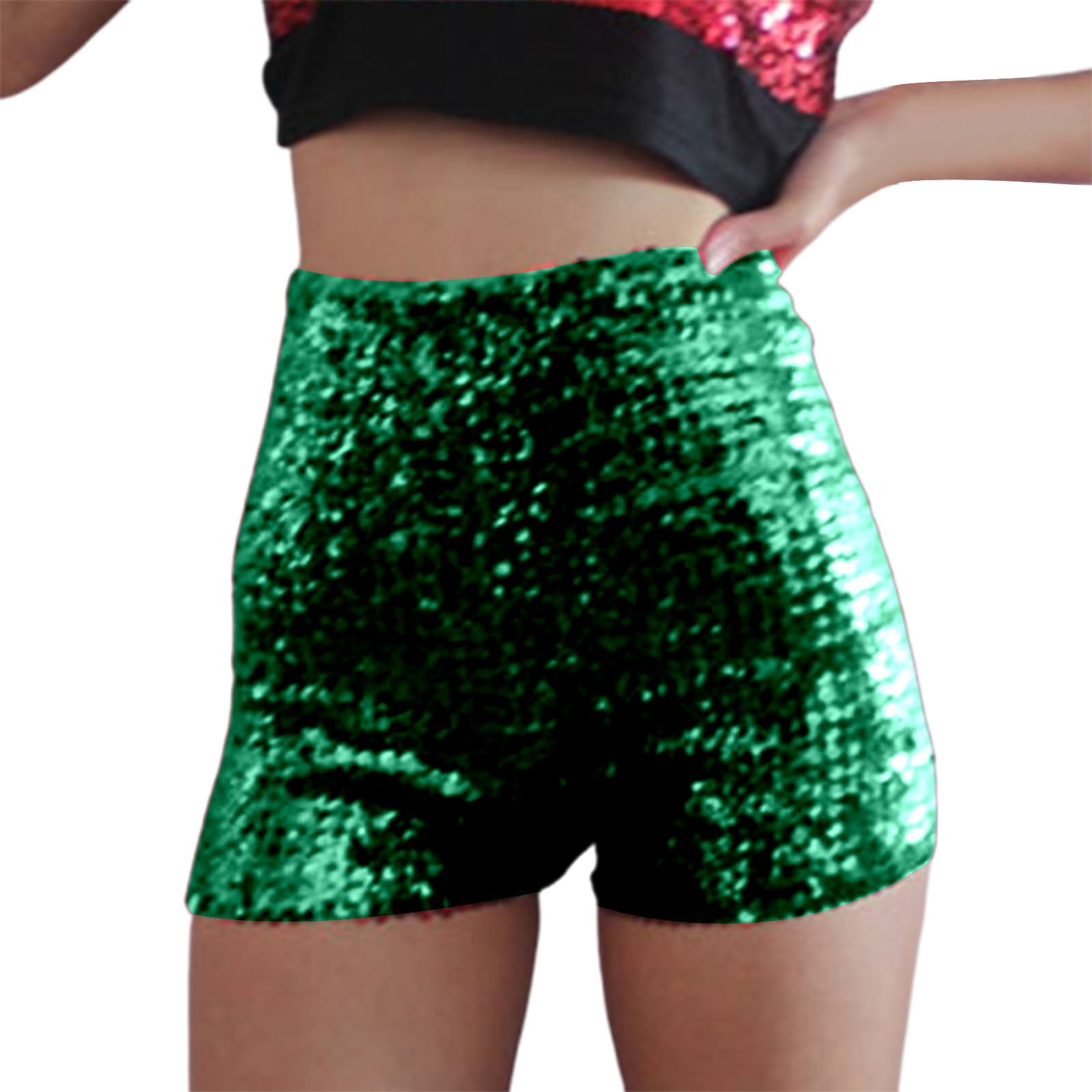 XJDJHC Shorts For Women Trendy 2025 Shimmering Rhinestone Concert ...