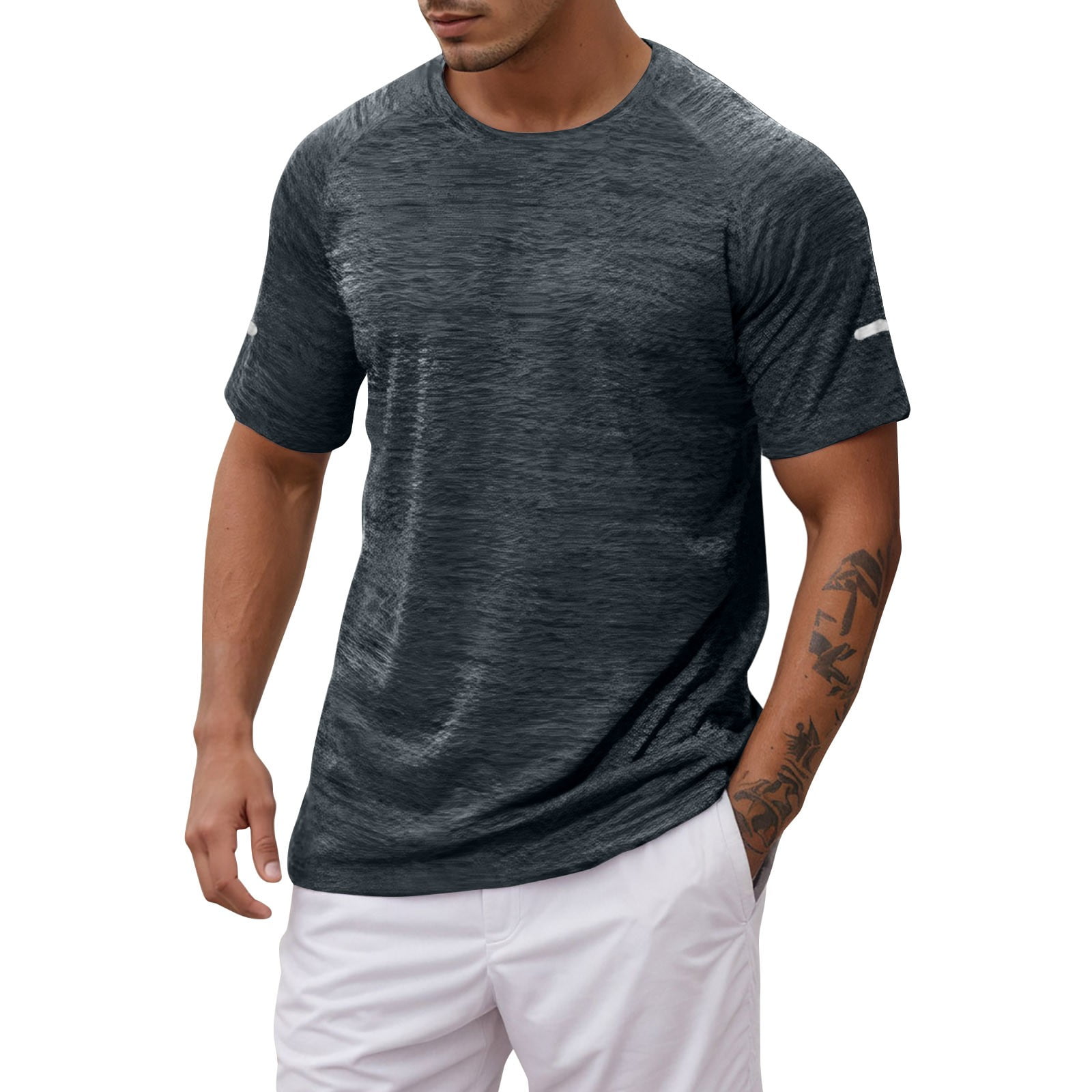XJDJHC T-Shirt For Men Male Athletic T Shirts For Sports And Fitness Loose Fit Solid Color ...