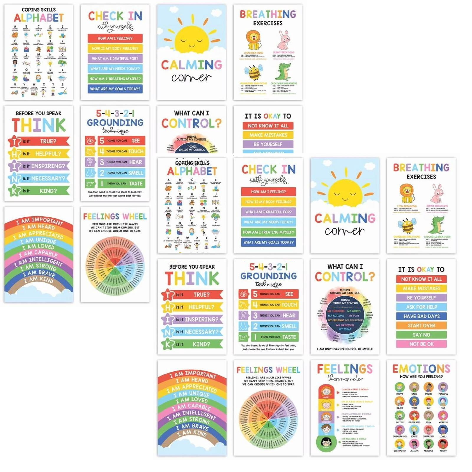 XJGHHSY 32 Pcs Calming Corner Classroom Posters, Mental Health Posters ...