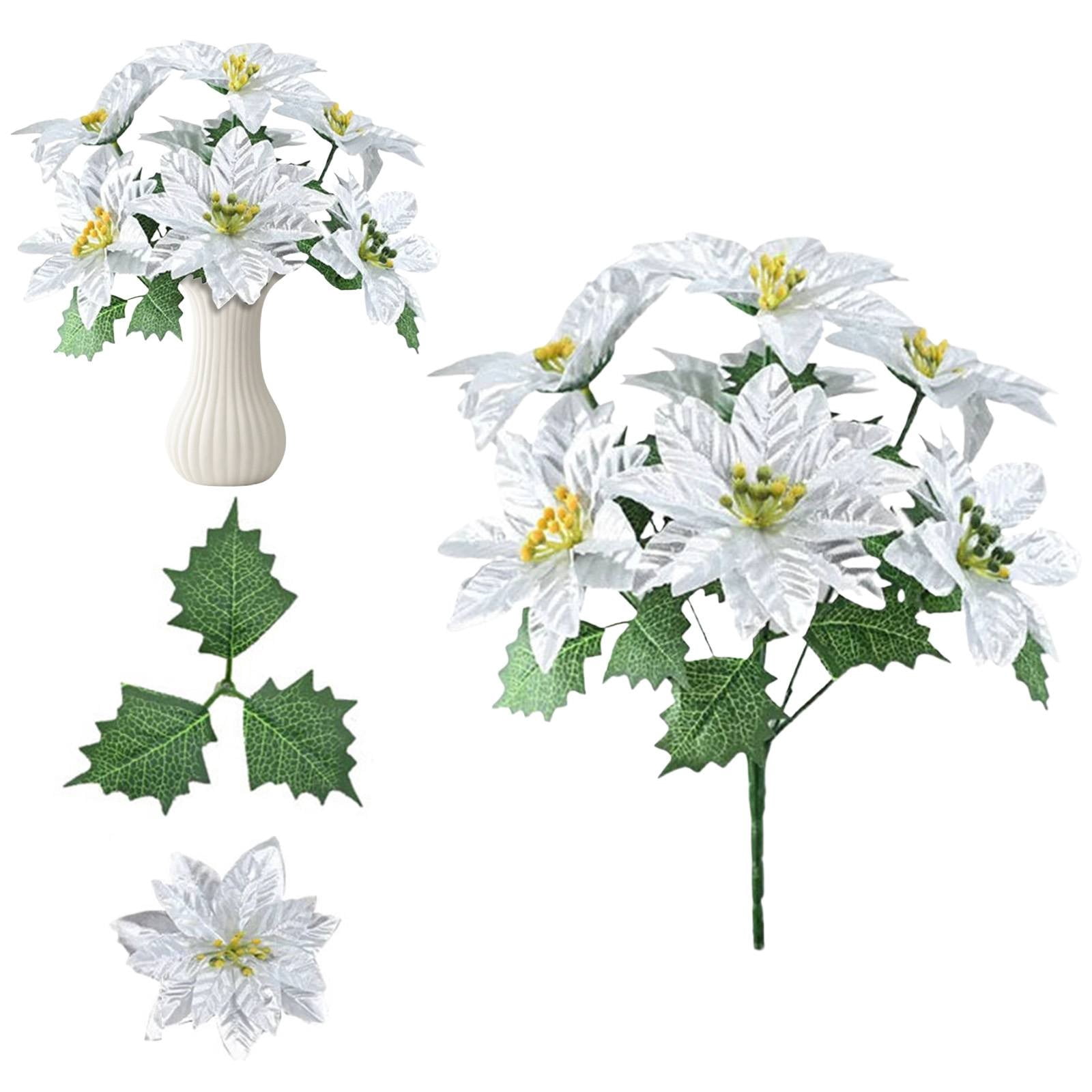 XJGHHSY 6 Pcs Artificial Poinsettia Bouquet 12" Poinsettia Bush ...
