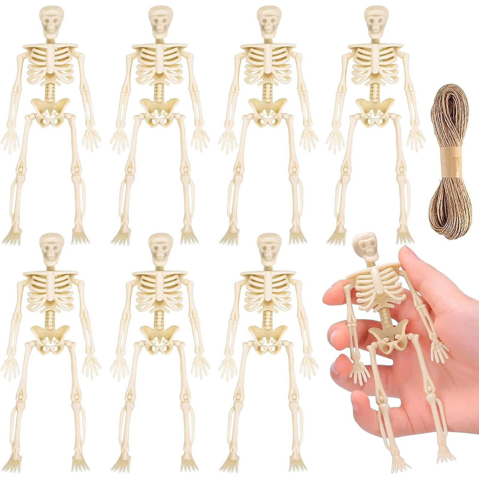 XJGHHSY 8 PCS 6 Inch Mini Skeleton Figurines, Small Skeletons Halloween ...