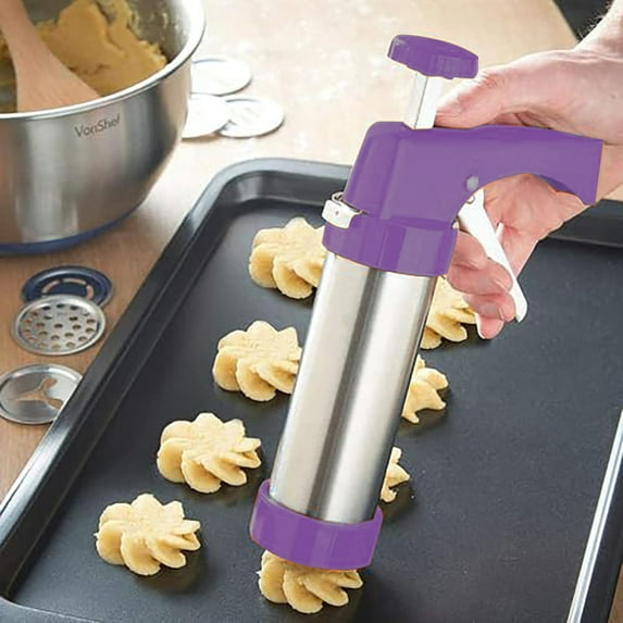 XJGHHSY Cookie Press Stainless Steel Cookie Press Gun 16 Spritz Cookie ...