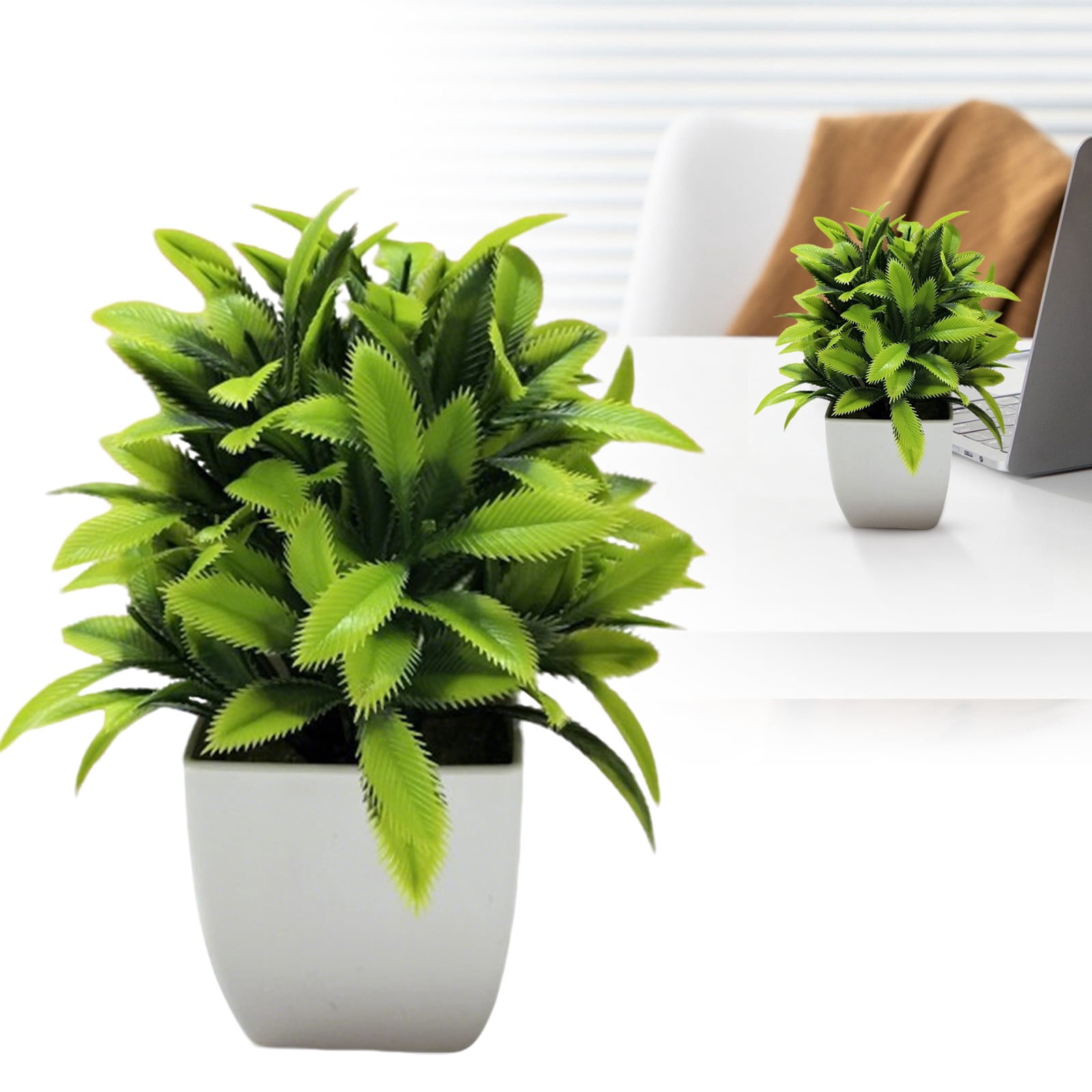 XJGHHSY Fake Plants Potted Artificial Plants,Mini Faux Plants in White ...