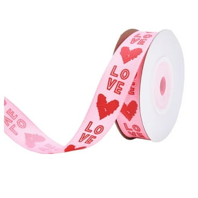 Valentine Glitter Hearts Satin Ribbon – 2 1/2" x 10 Yards, White ...