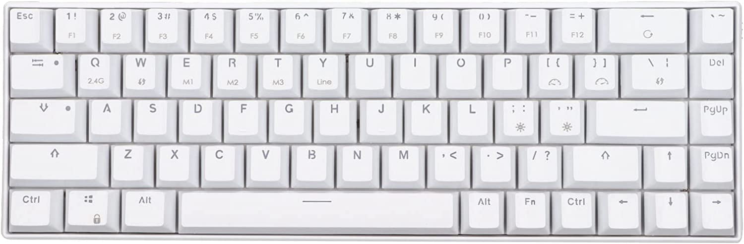 XJU-Wireless 2.4 G Mechanical Keyboard,White 68 Keys Quick Response ...