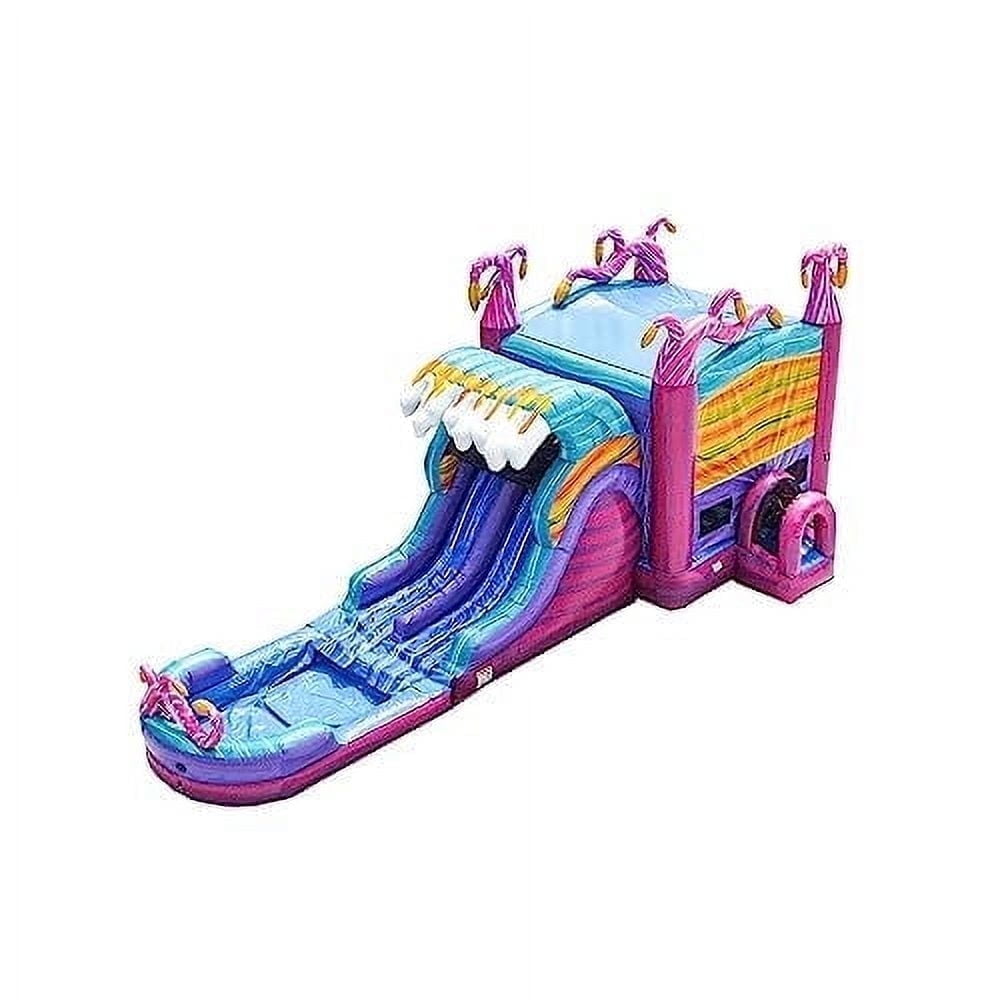 JumpOrange Jungle Inflatable Bounce House with Dual Lane Water Slide ...