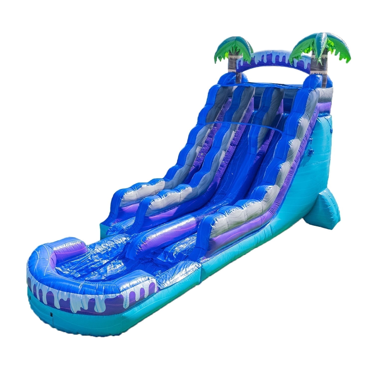 XJUMP Tropical Deep Sea 19' Dual Lane Side Loader Water Slide with Pool ...