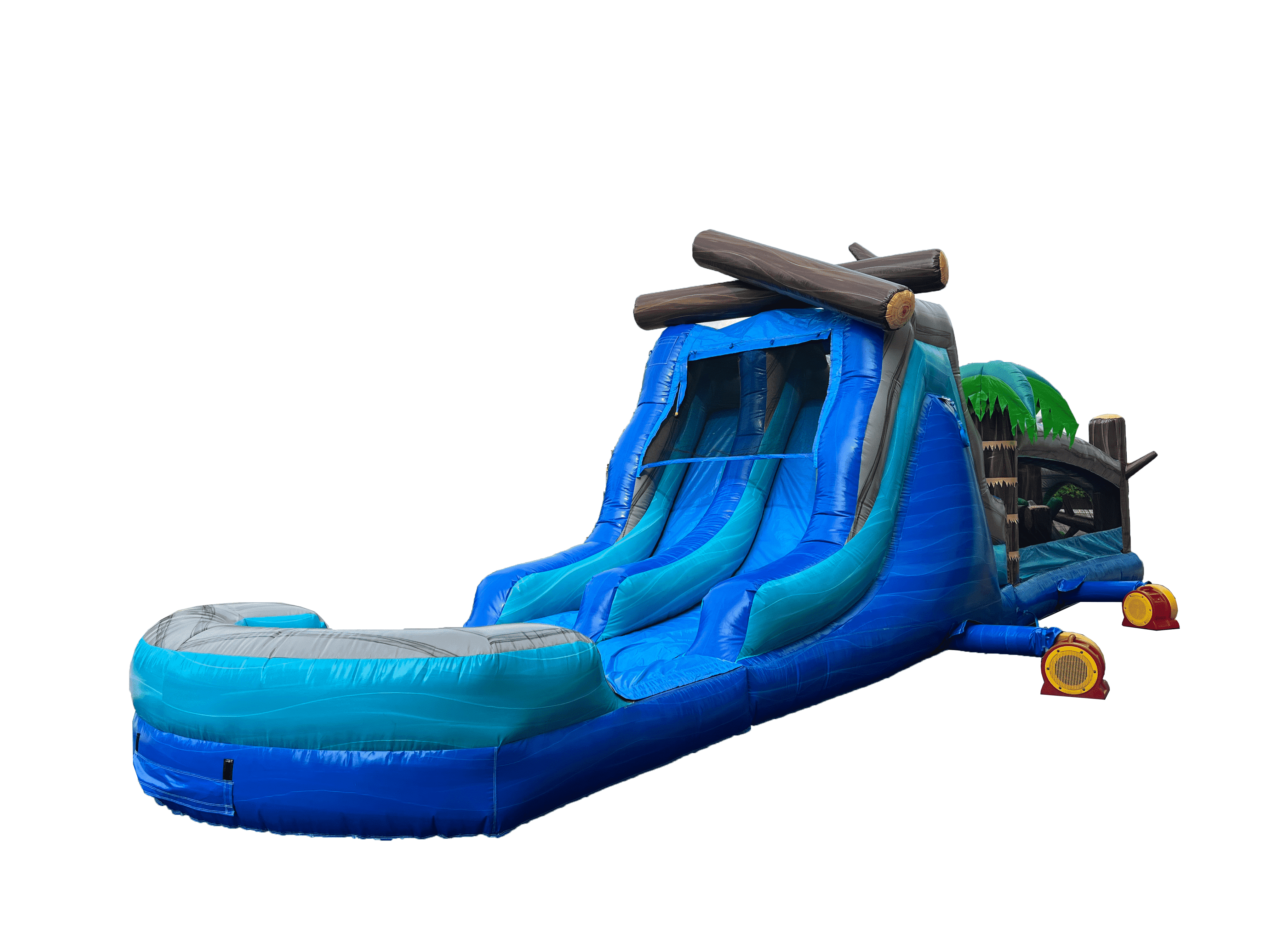 XJUMP Tropical Kids Inflatable Wet/Dry Obstacle Slide & Deep Pool Combo ...