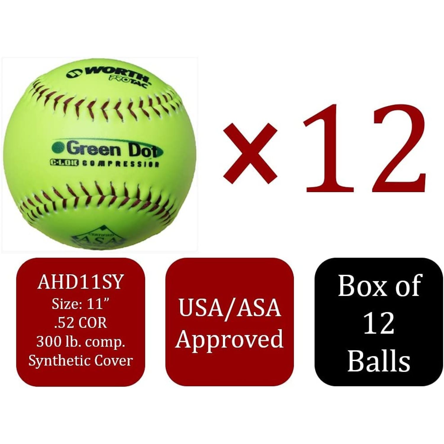 XJY 11" PROTAC HOT DOT ASA Slowptich Softball, Box of 12 - Walmart.com