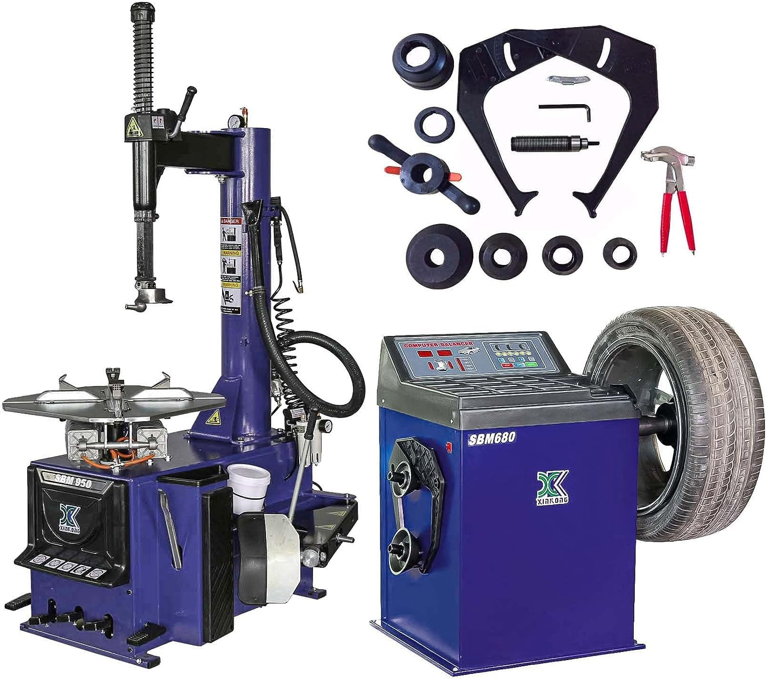1.5 HP Semi-Automatic Tire Changer and Wheel Balancer Combo with Rim ...
