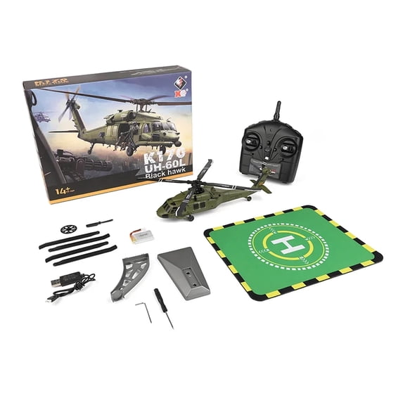 XK K170 UH-60L BlackHawkk RC Helicopter, 1/10 Scale 2.4G 4CH 6-Axis ...
