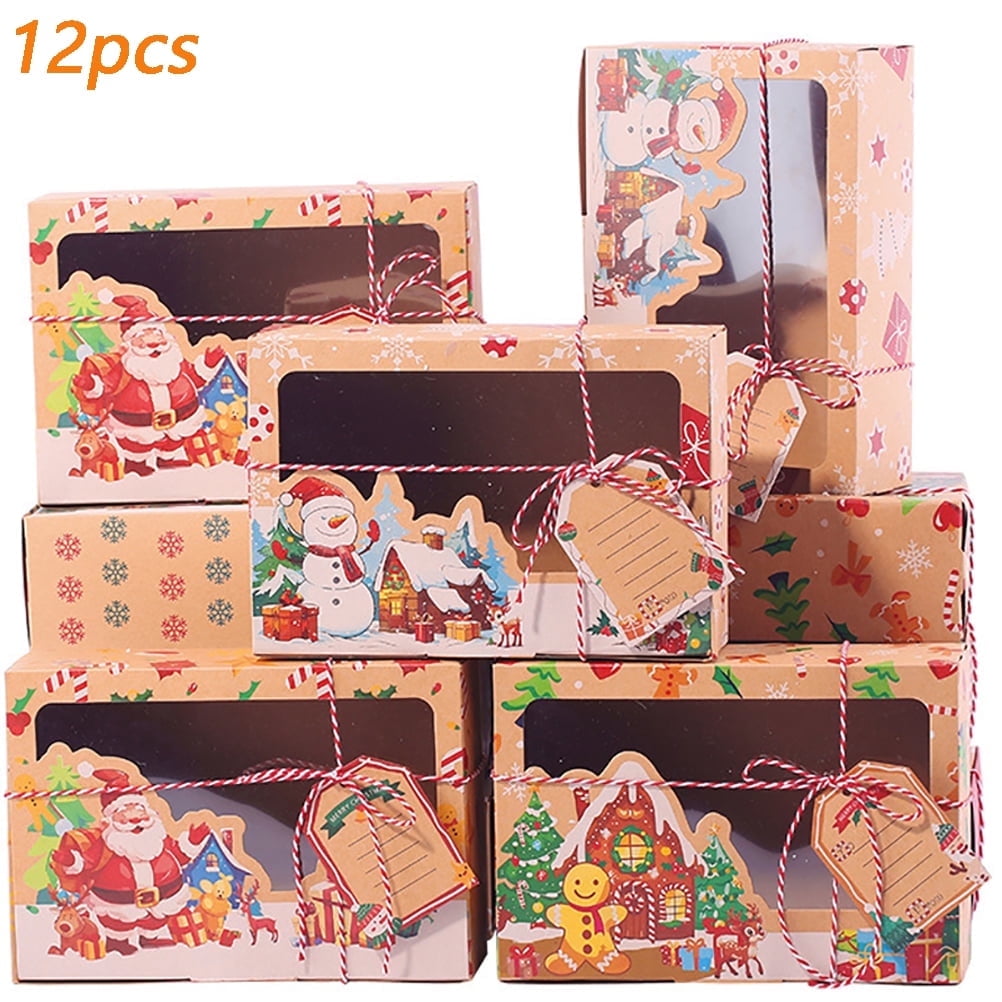 XKDOUS 12 Pack Christmas Cookies Boxes with Window, Large Candy Bakery ...
