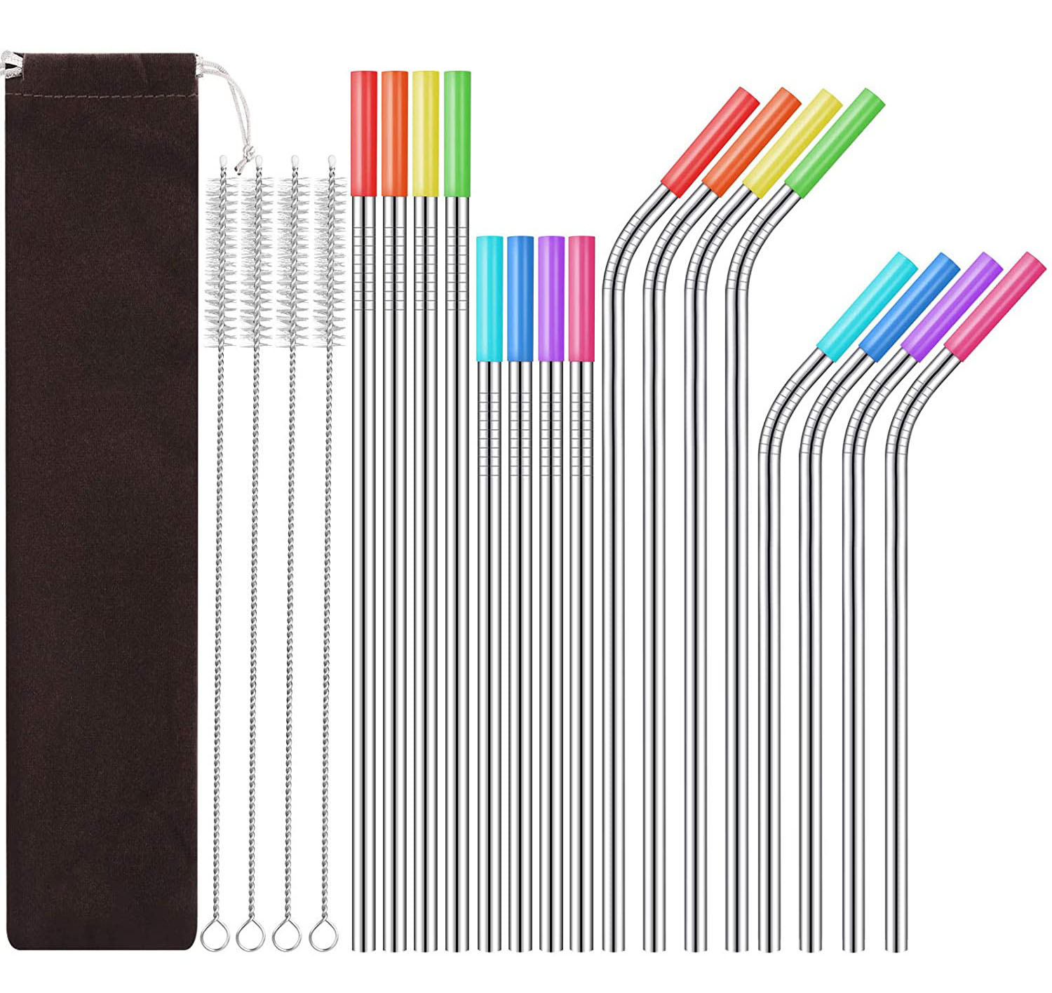 Kikkerland Rainbow 11" Reusable Plastic Straws, 24 pack - Walmart.com