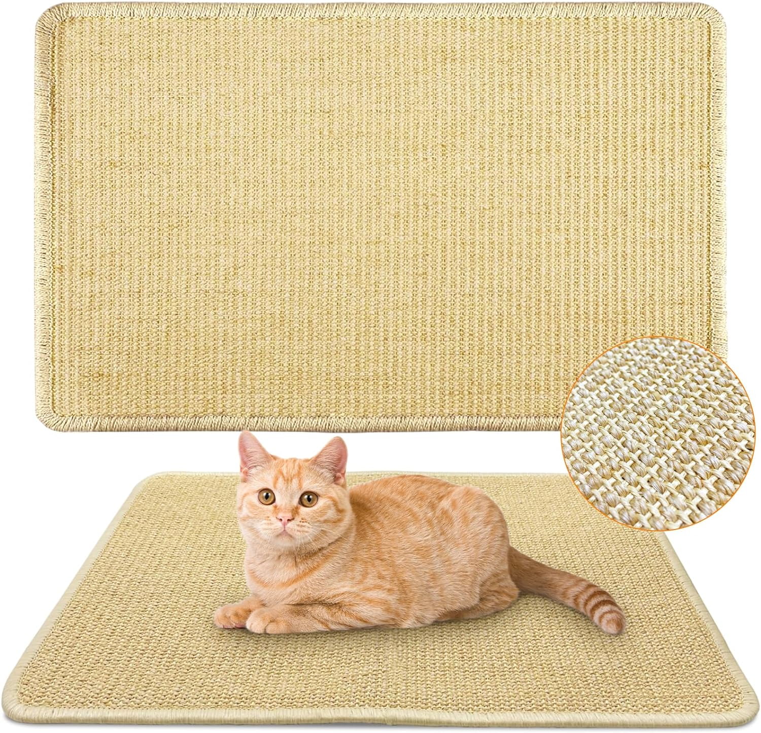 XKDOUS Cat Scratcher Mat, Sisal Scratch Pad with Velcro Tape, Protects ...