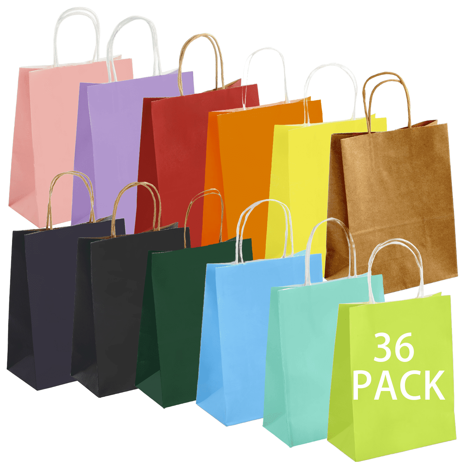 XKDOUS 36Pcs Paper Gift Bags Bulk, 10.62"×8.26"×4.33" Party Bags Kraft ...