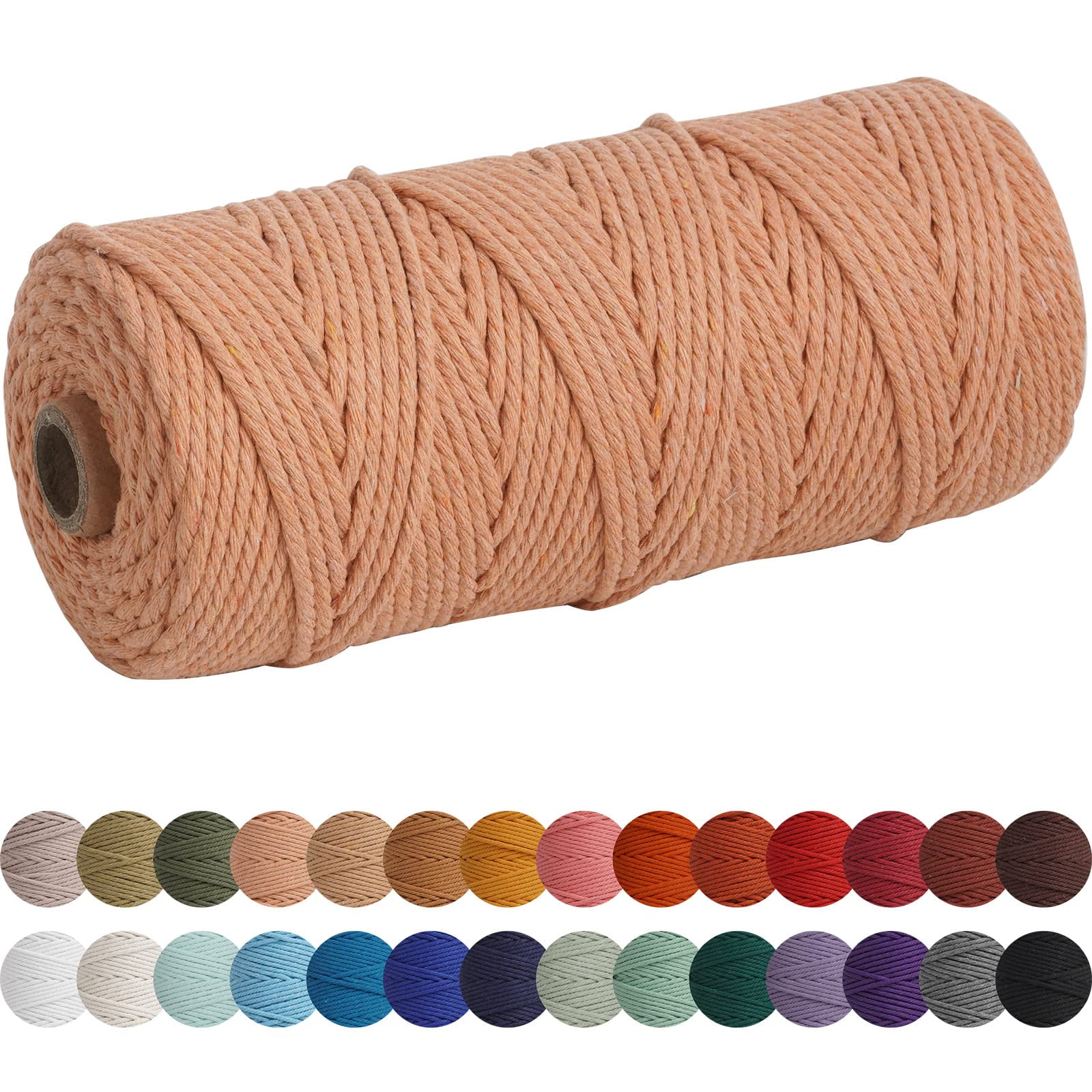 XKDOUS Brick Red 3mm x 109yards Macrame Cord, Colored Macrame Rope ...